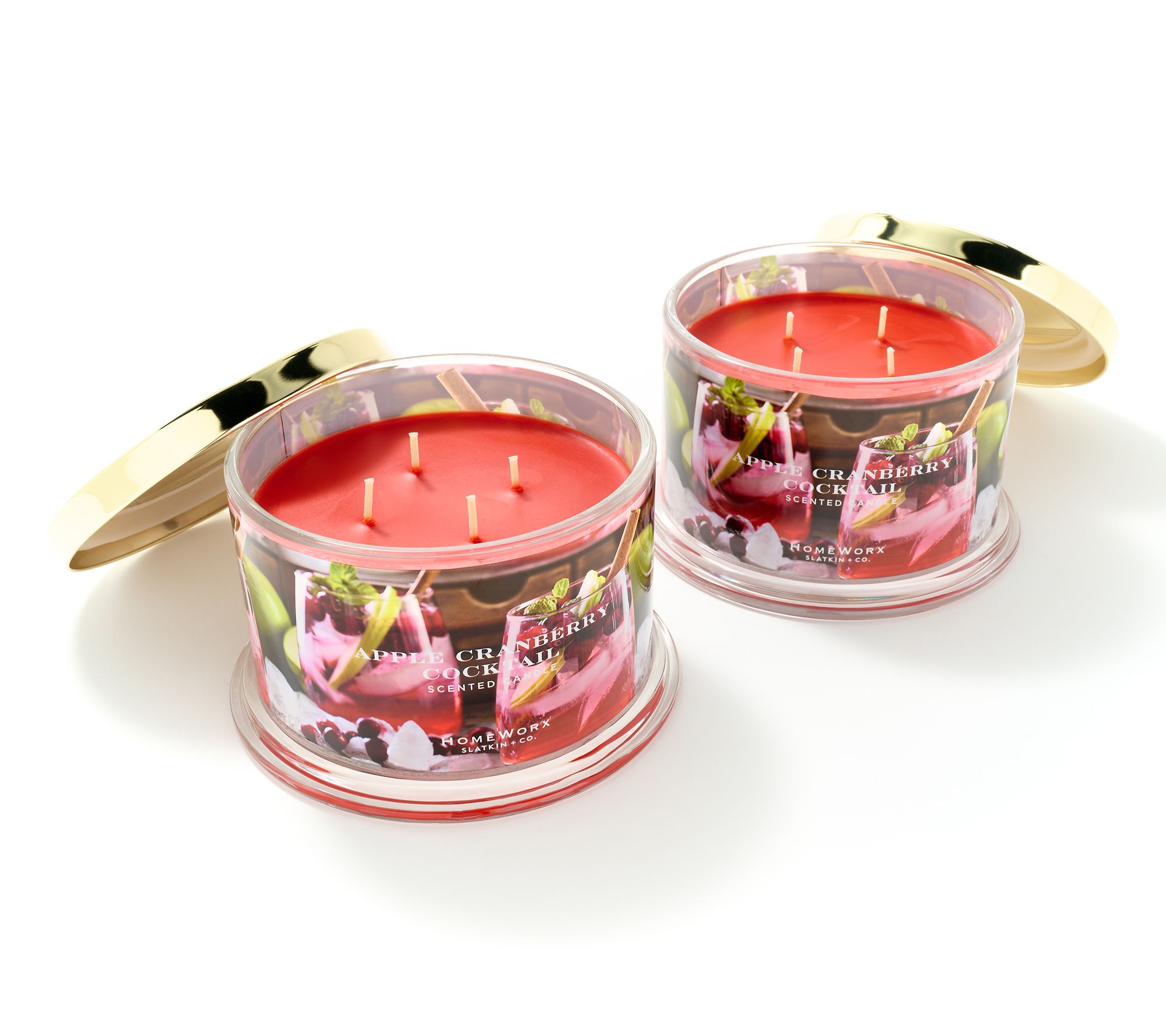 "As Is" HomeWorx by Slatkin + Co. S/2 Apple Cran Cocktail Candle - QVC.com