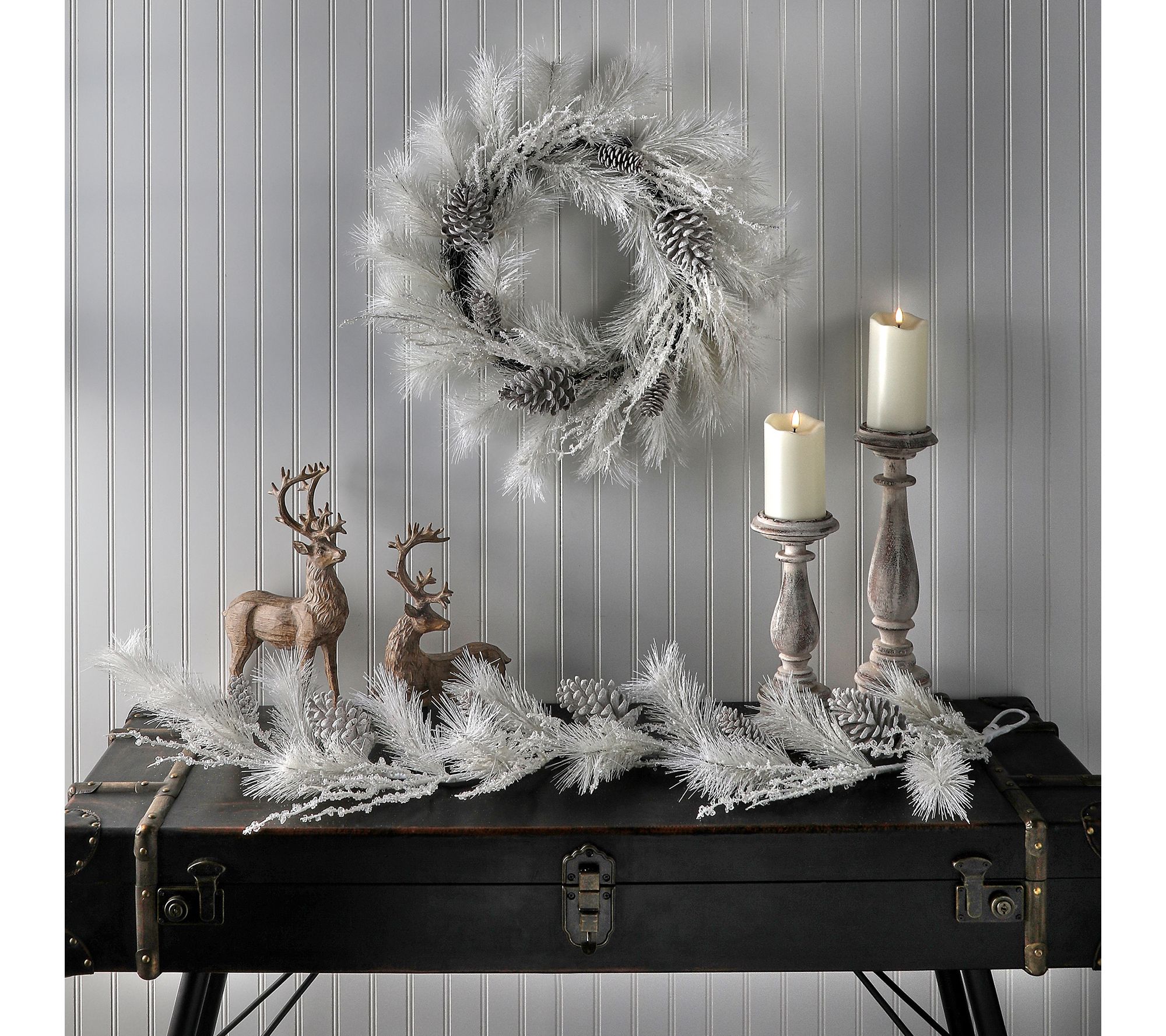 48" Iced Snowy Pine Cone Garland by Valerie - QVC.com
