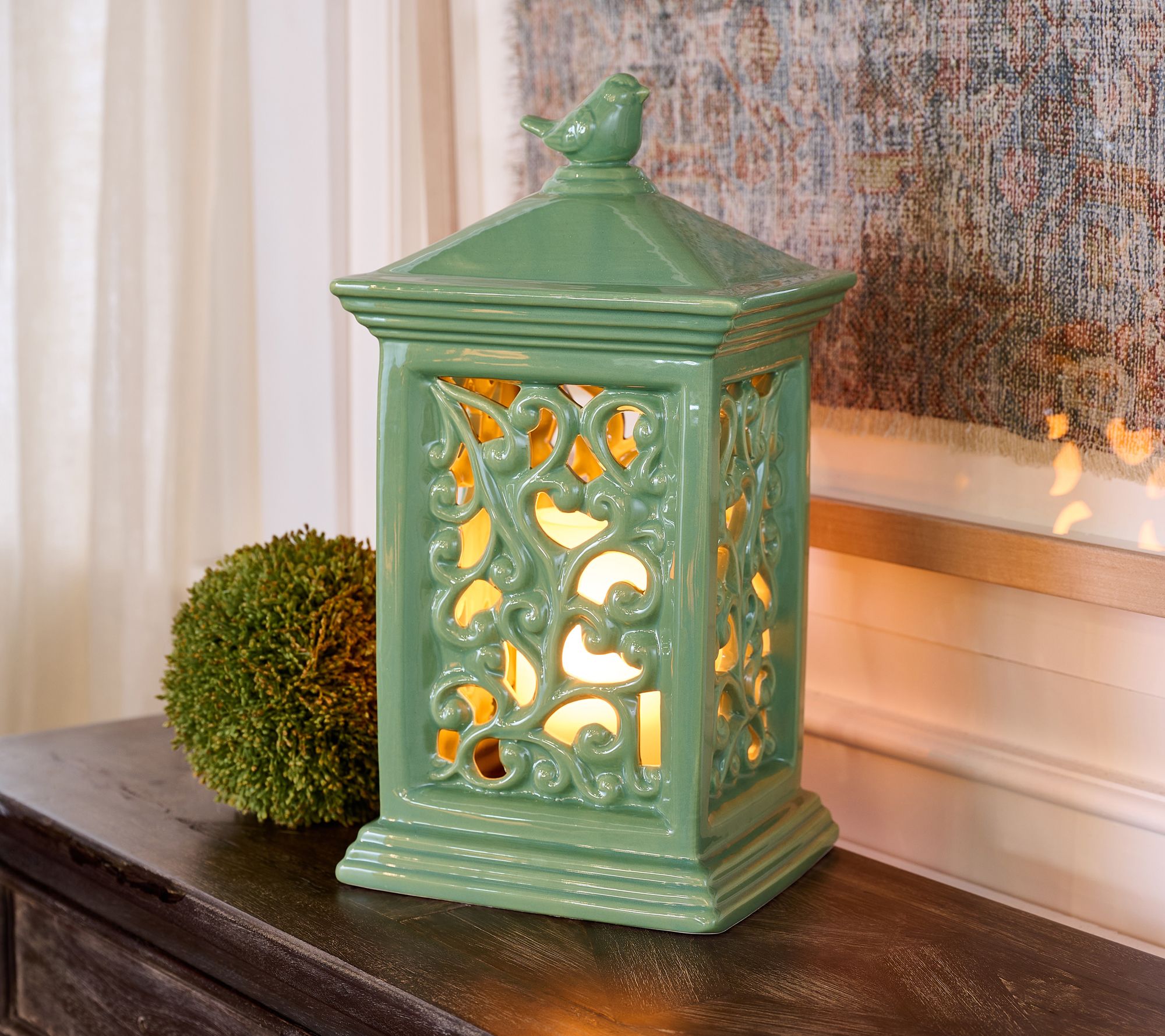 "As Is" 14.5" Indoor/Outdoor Flickering Flame Ceramic Lantern Valerie ...