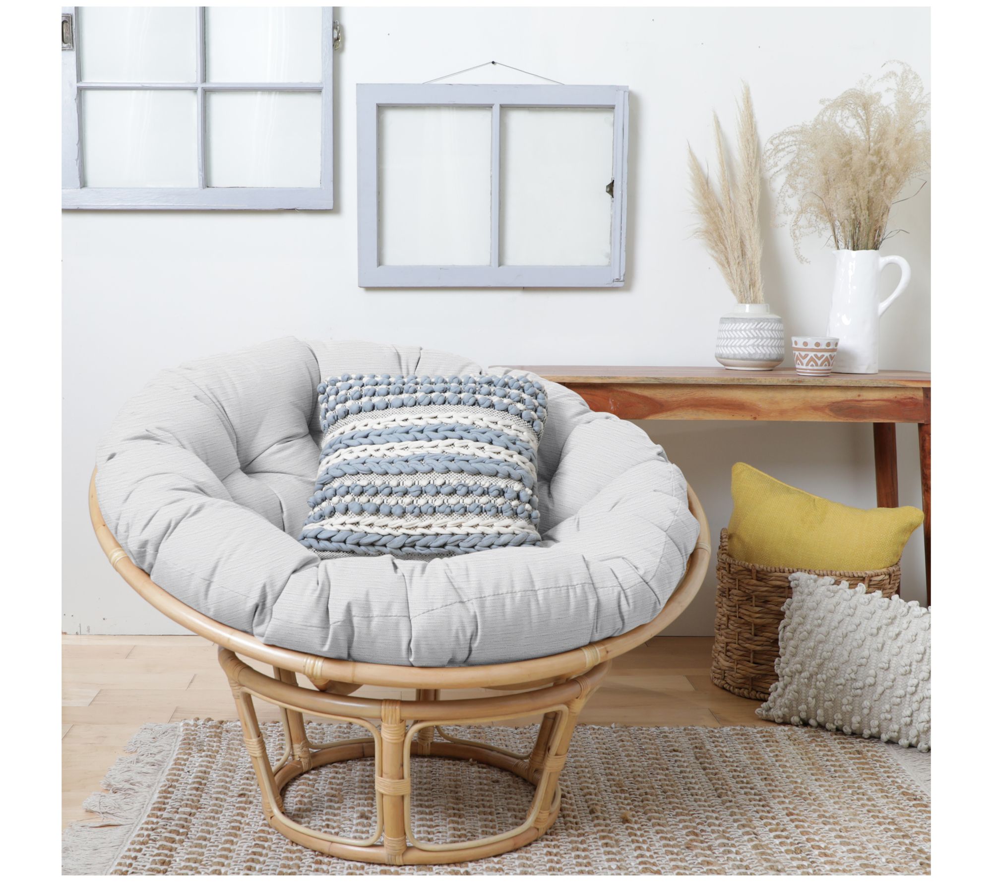 Sorra Home Indoor Angel Snow Round Papasan Cushion - QVC.com