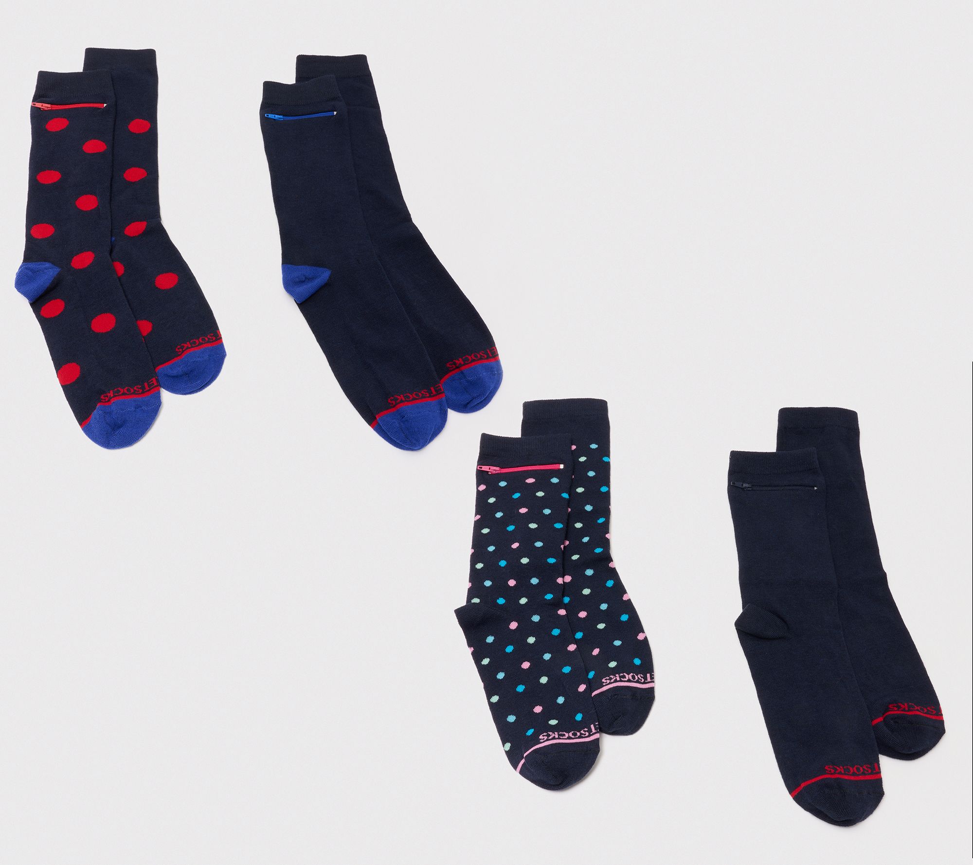Pocket Socks 2 Pack Fashion Socks with Zippered Pockets - QVC.com