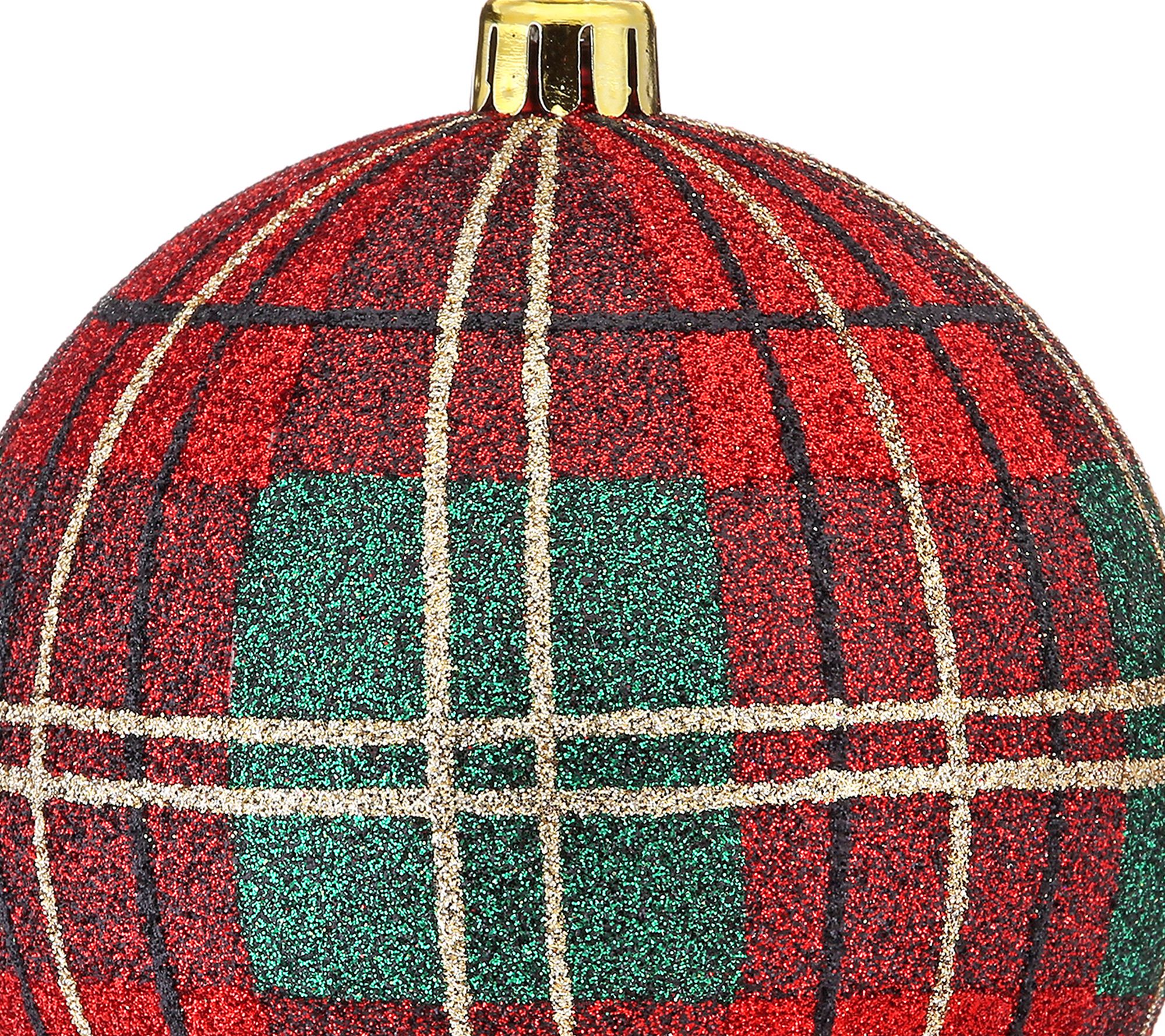 Valerie Parr Hill 4" Glitter Plaid Ball Ornament - Box of 3 - QVC.com