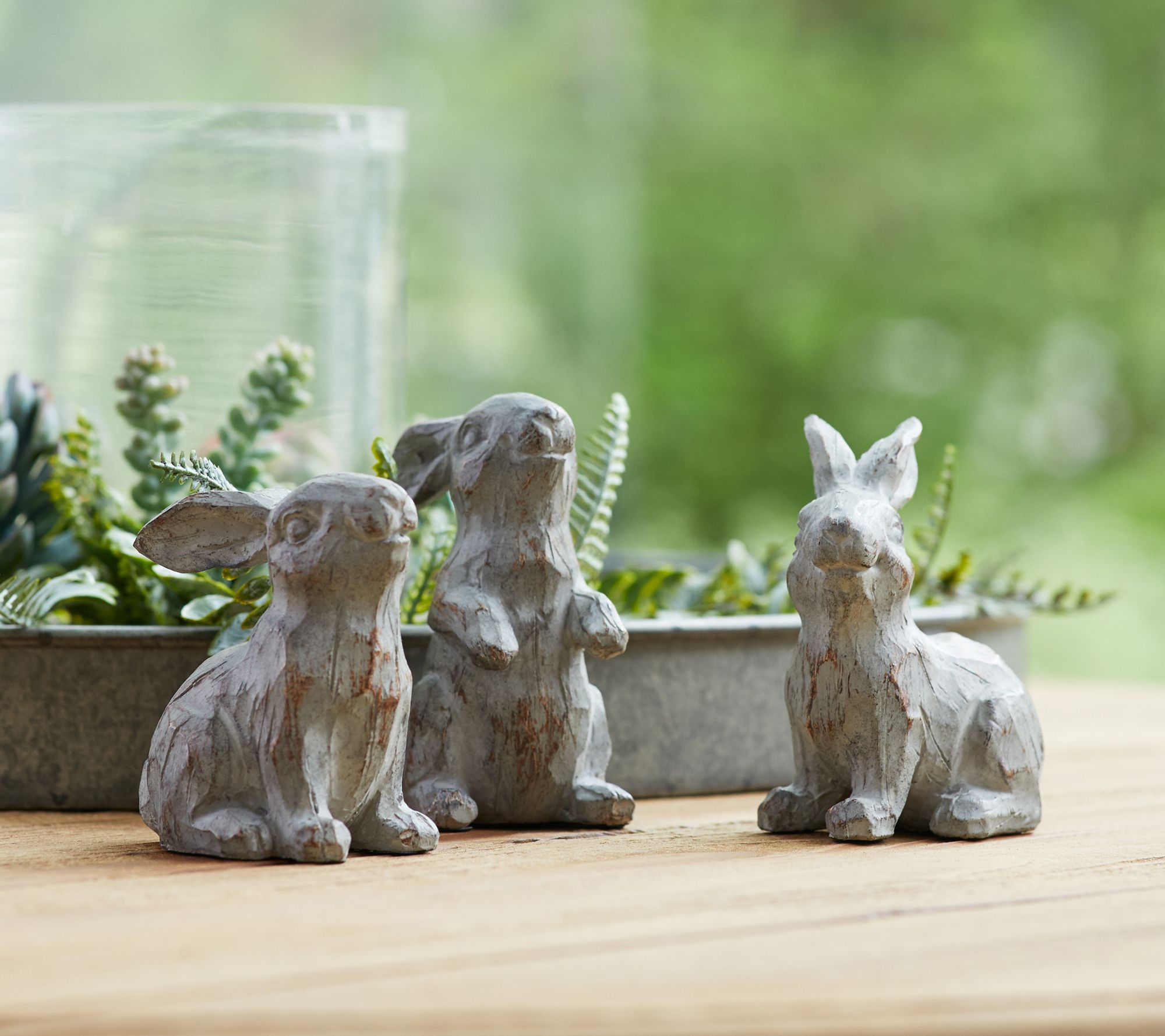 Melrose Washed Stone Garden Rabbit Figurine (Set of 6) - QVC.com