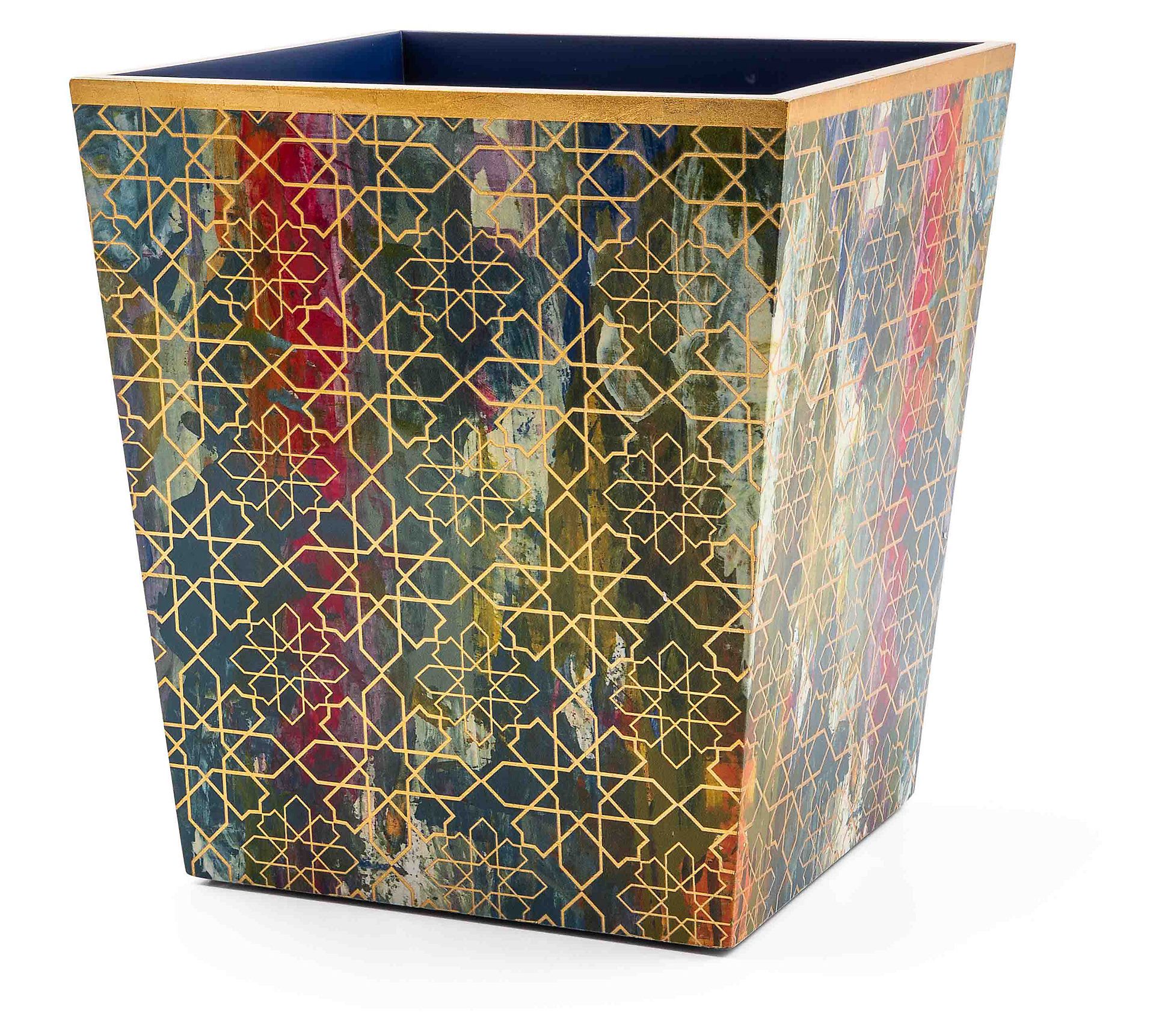 MacKenzie-Childs Mosaic Abstract Lacquer Waste Bin - QVC.com