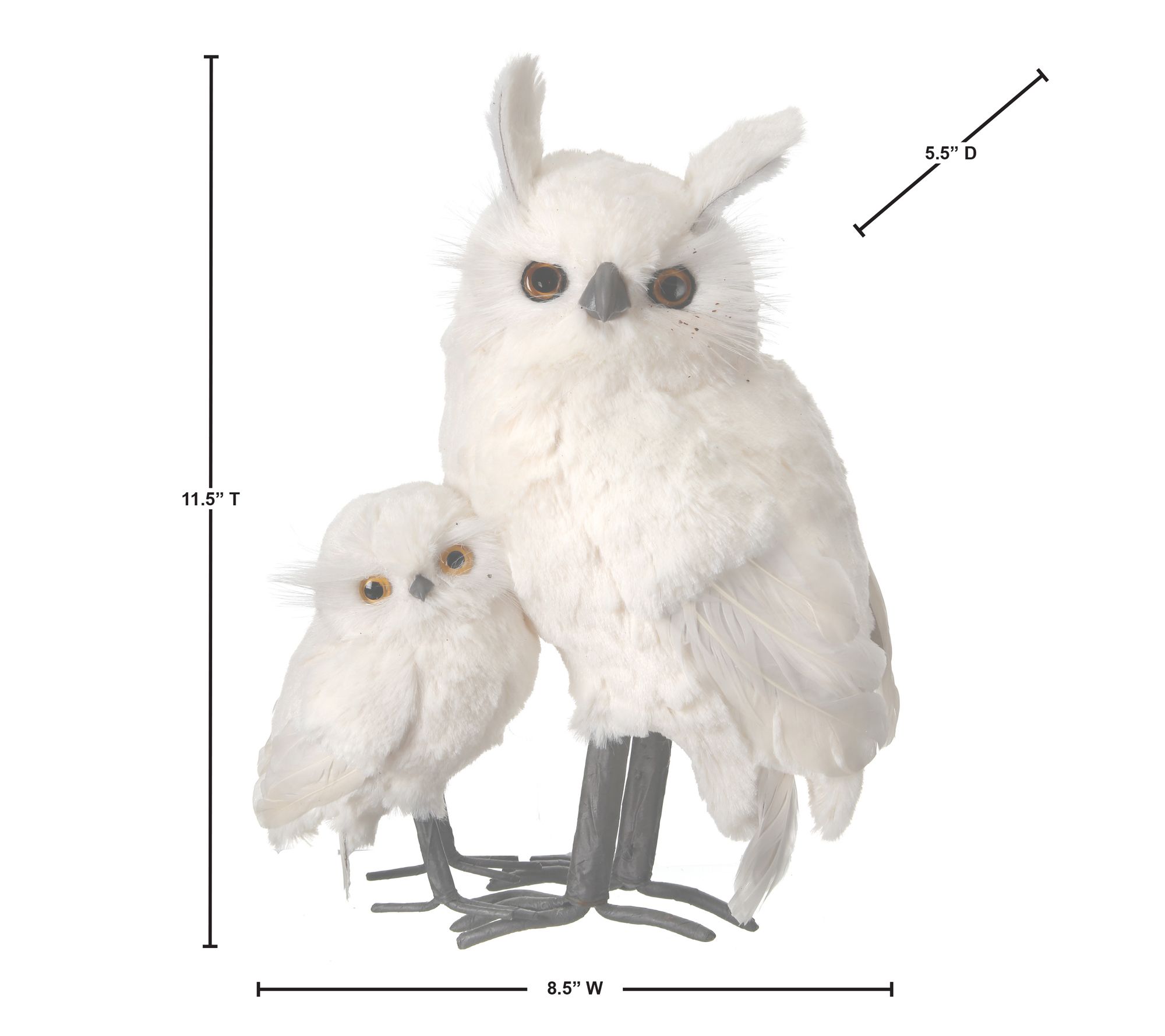 11.5" White Furred Snow Owl With Baby by Valerie - QVC.com