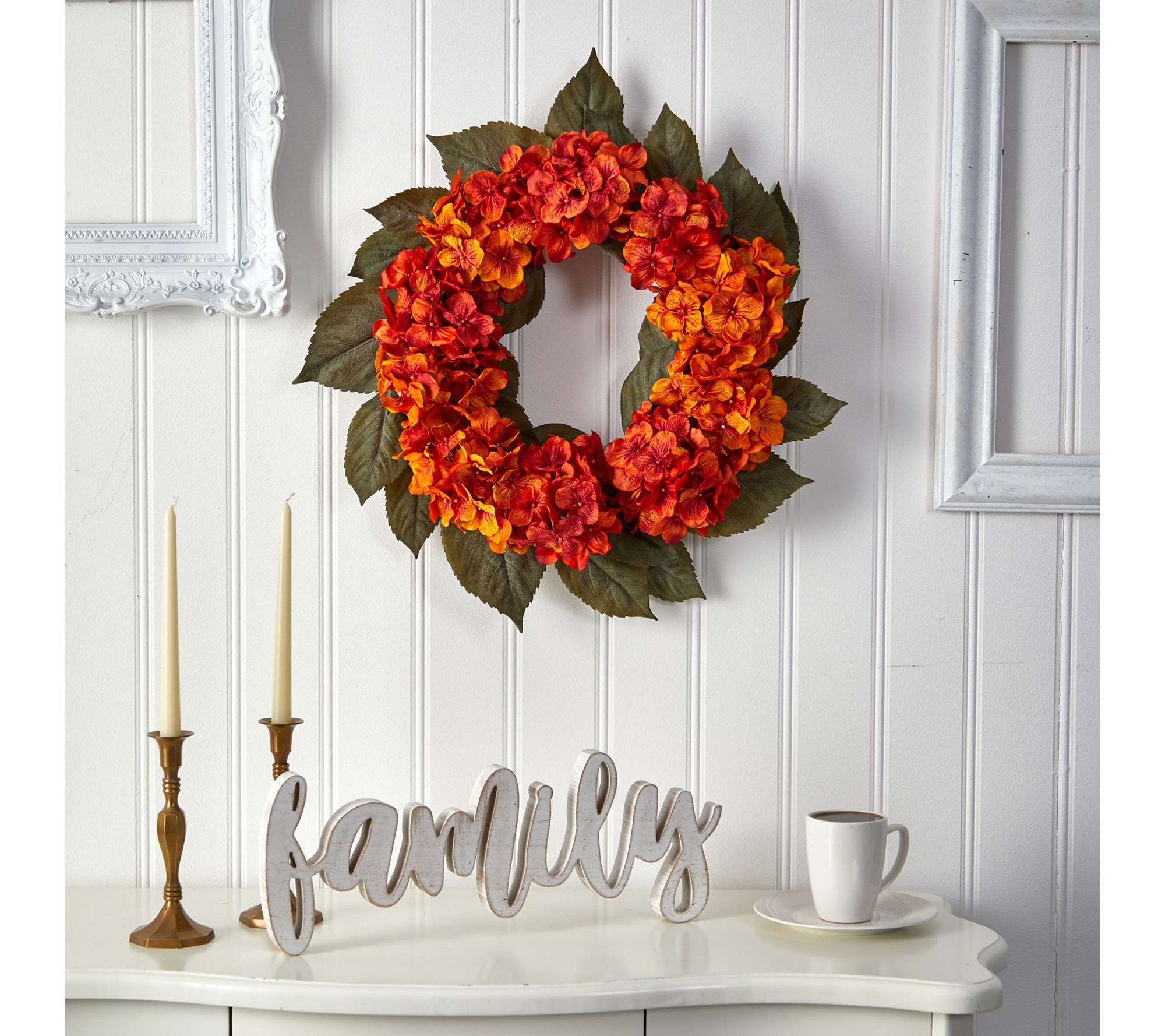 Nearly Natural 20" Autumn Hydrangea ArtificialWreath - QVC.com