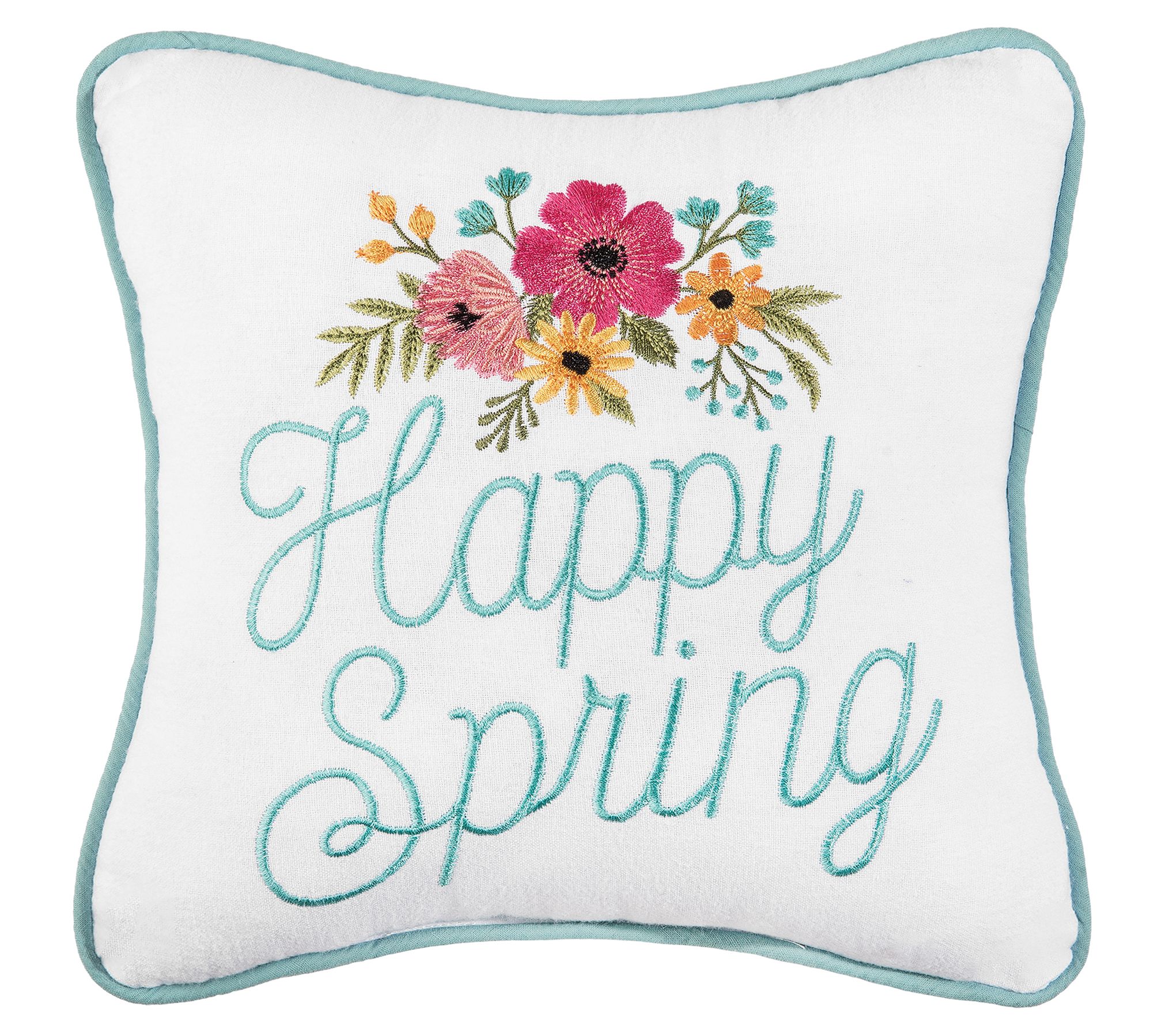 10" x 10" Happy Spring Embroidered Throw Pillowby Valerie - QVC.com