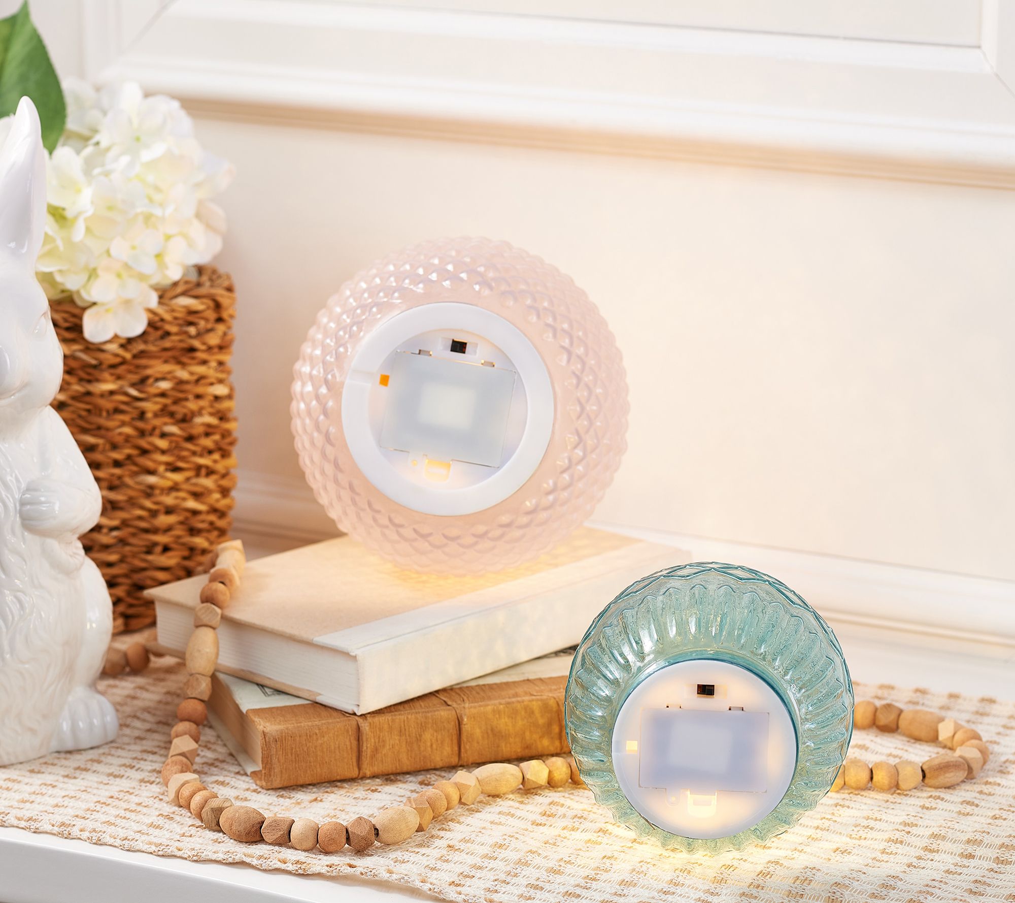 "As Is" Willow Manor Set of 2 Textured Decorative LED Glass Eggs - QVC.com