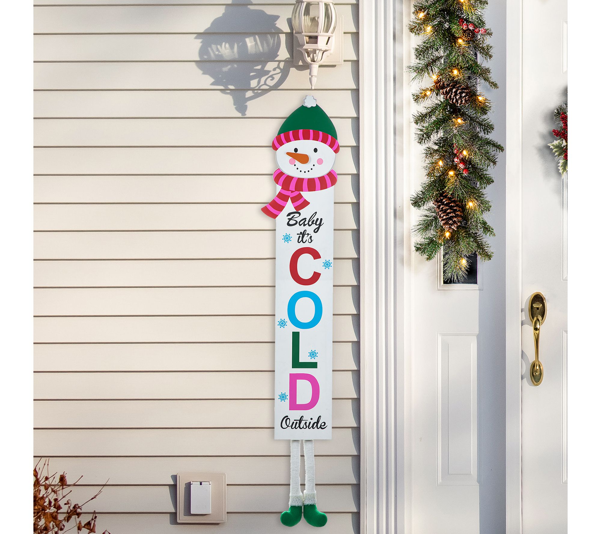 Glitzhome 54"H Christmas Porch Sign with Dangling Legs - QVC.com