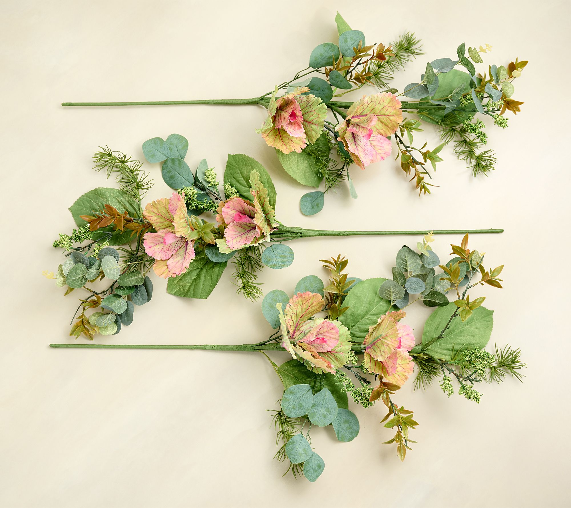 "As Is" Set of 3 Cabbage and Eucalyptus Stems by Valerie - QVC.com