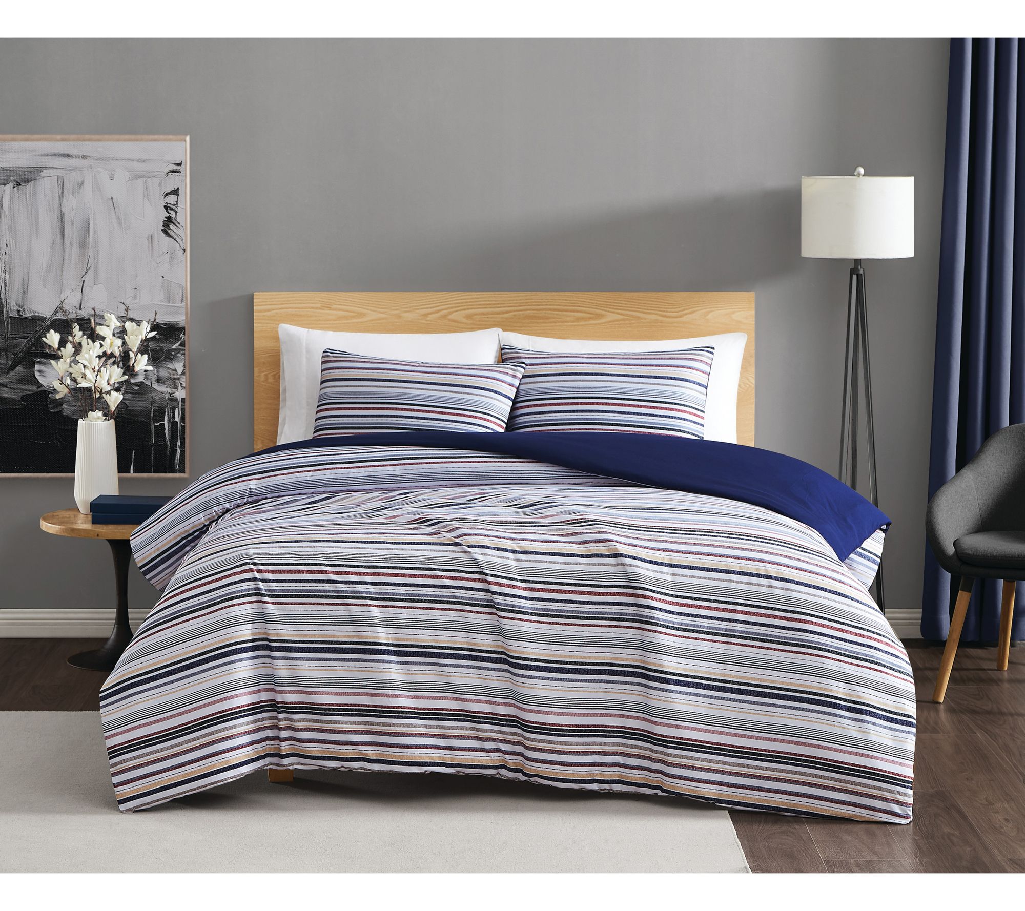 Truly Soft Teagan Stripe King 3 Piece Duvet Cov er Set - QVC.com