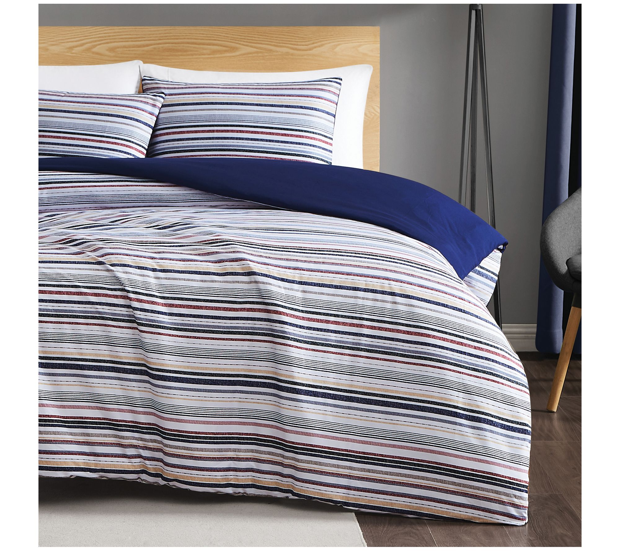 Truly Soft Teagan Stripe King 3 Piece Duvet Cov er Set - QVC.com