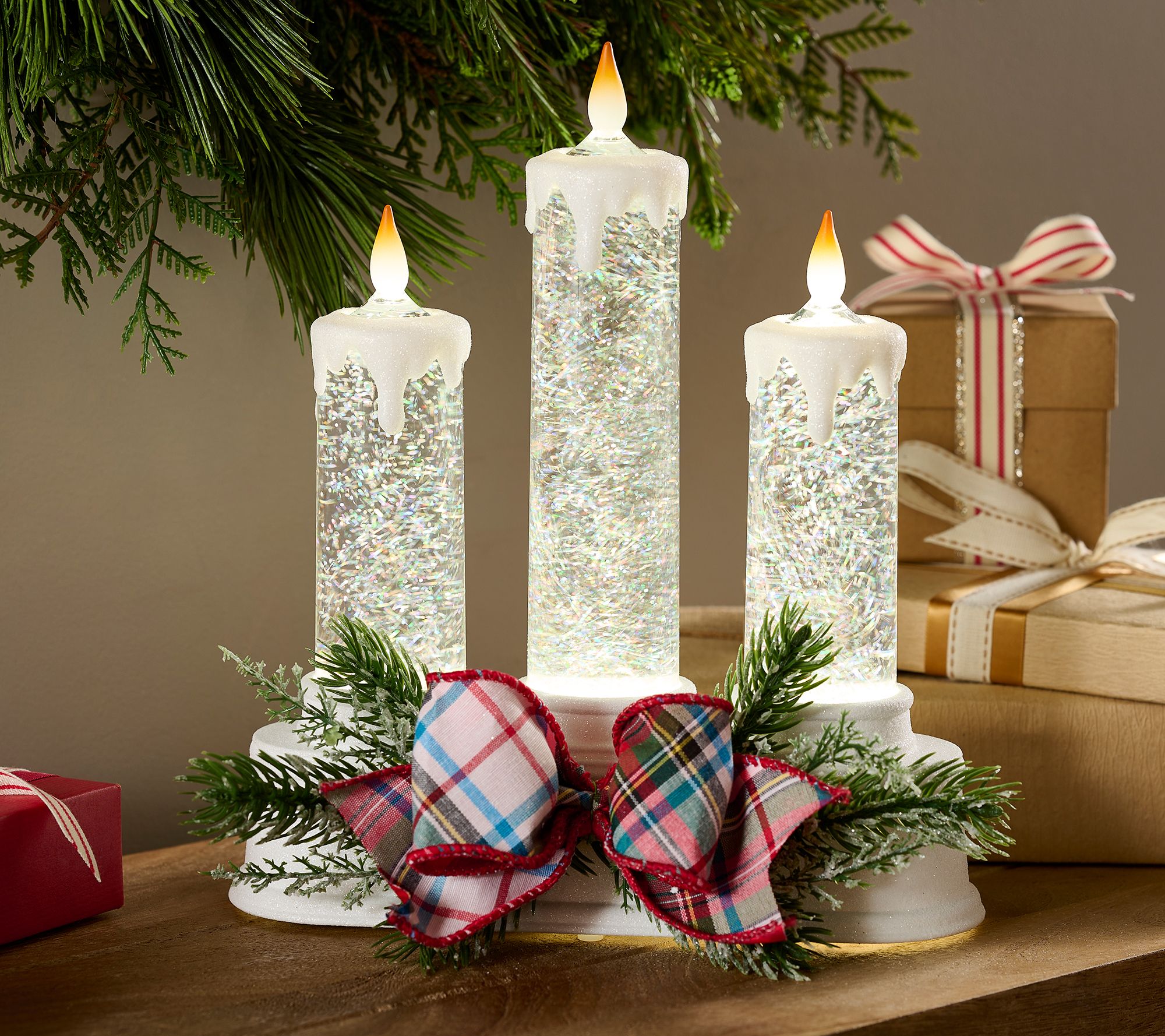 "As Is" Illuminated Glitter Candle Trio by Valerie - QVC.com