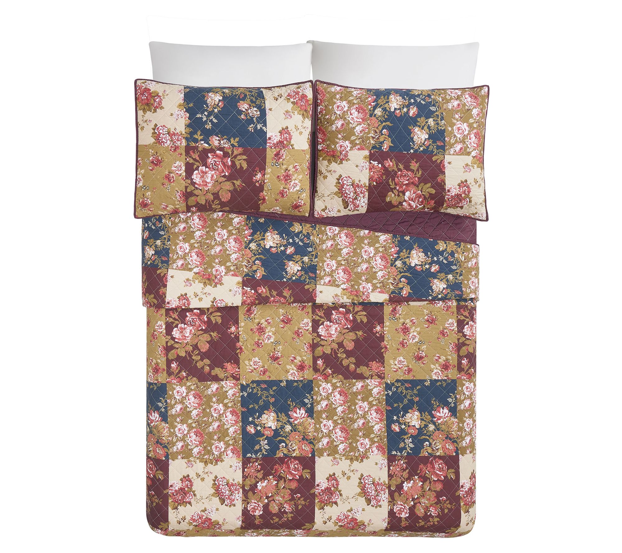 Germaine Floral 3-Piece Full/Queen Quilt Set - QVC.com