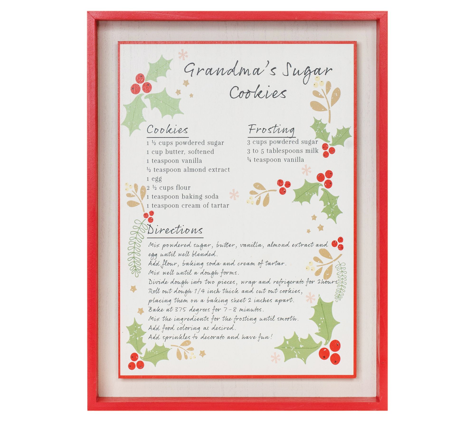 Melrose Grandma's Sugar Cookie Recipe 16.5"H - QVC.com