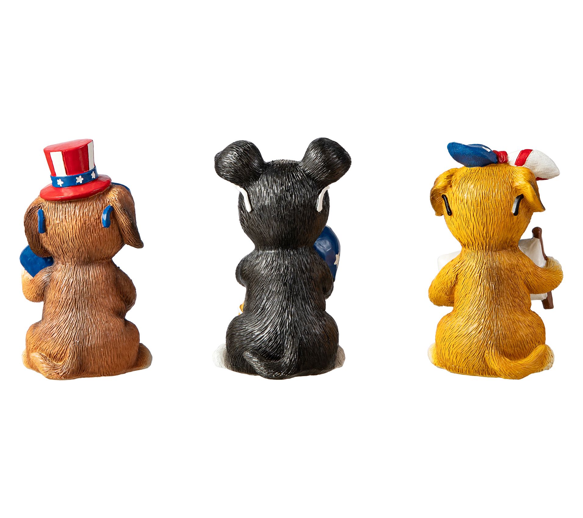 Glitzhome S/(3) 4.5" Patriotic American Resin Dogs Table Decor - QVC.com