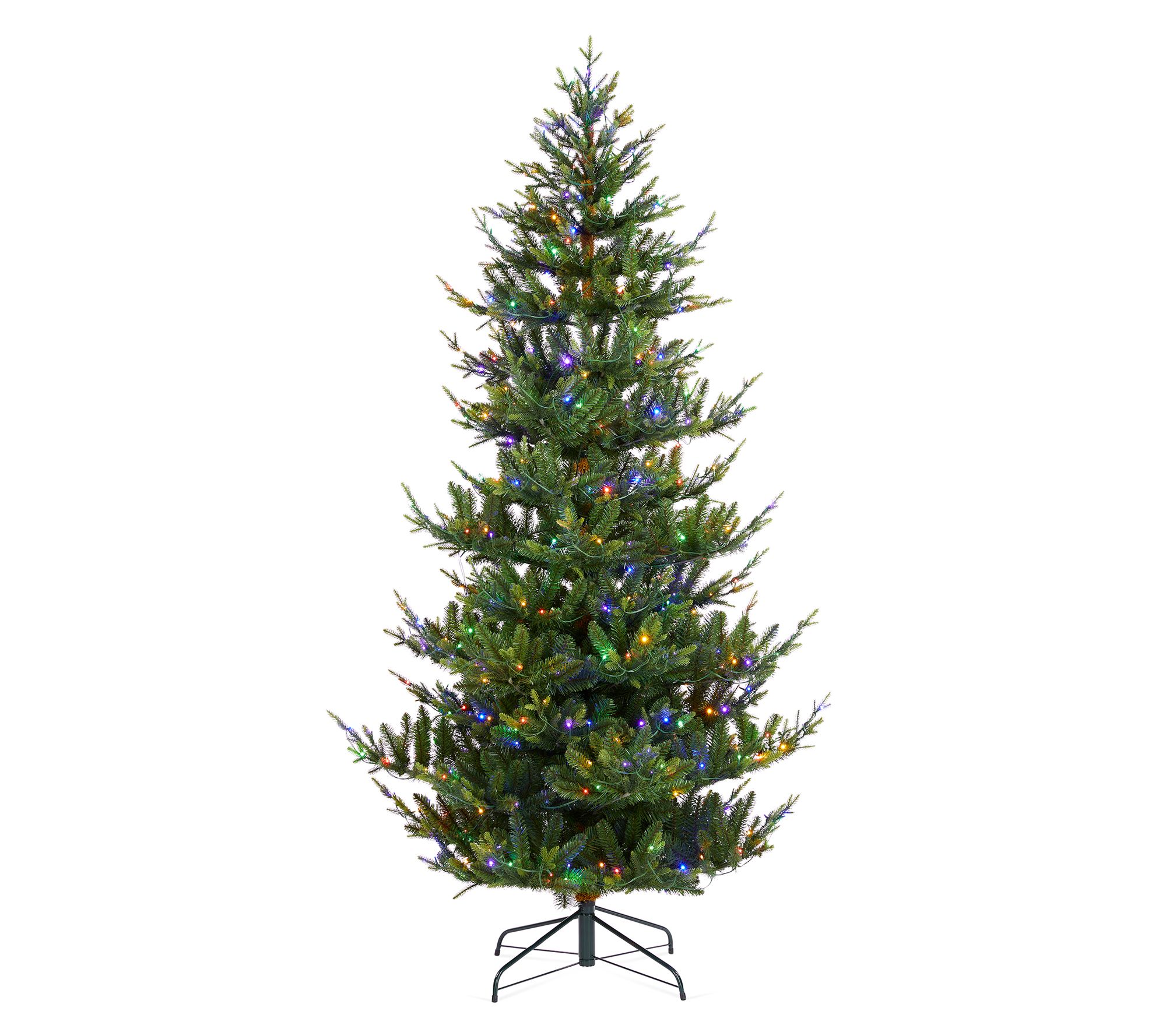 Glitzhome 7.5' LED Green Upward Slim Fir Faux Christmas Tree - QVC.com