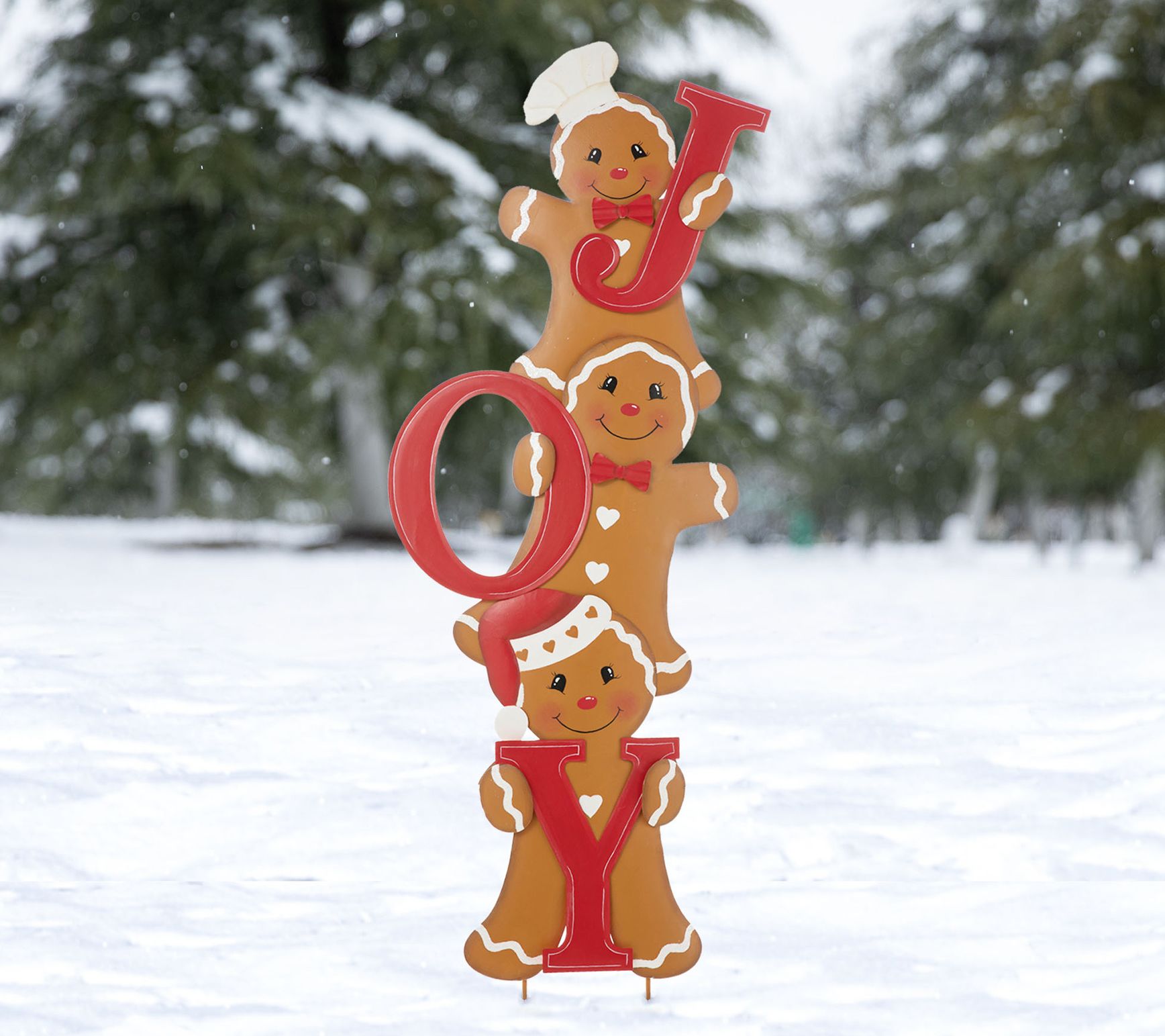 Glitzhome Metal JOY Gingerbread Man Yard Stake - QVC.com