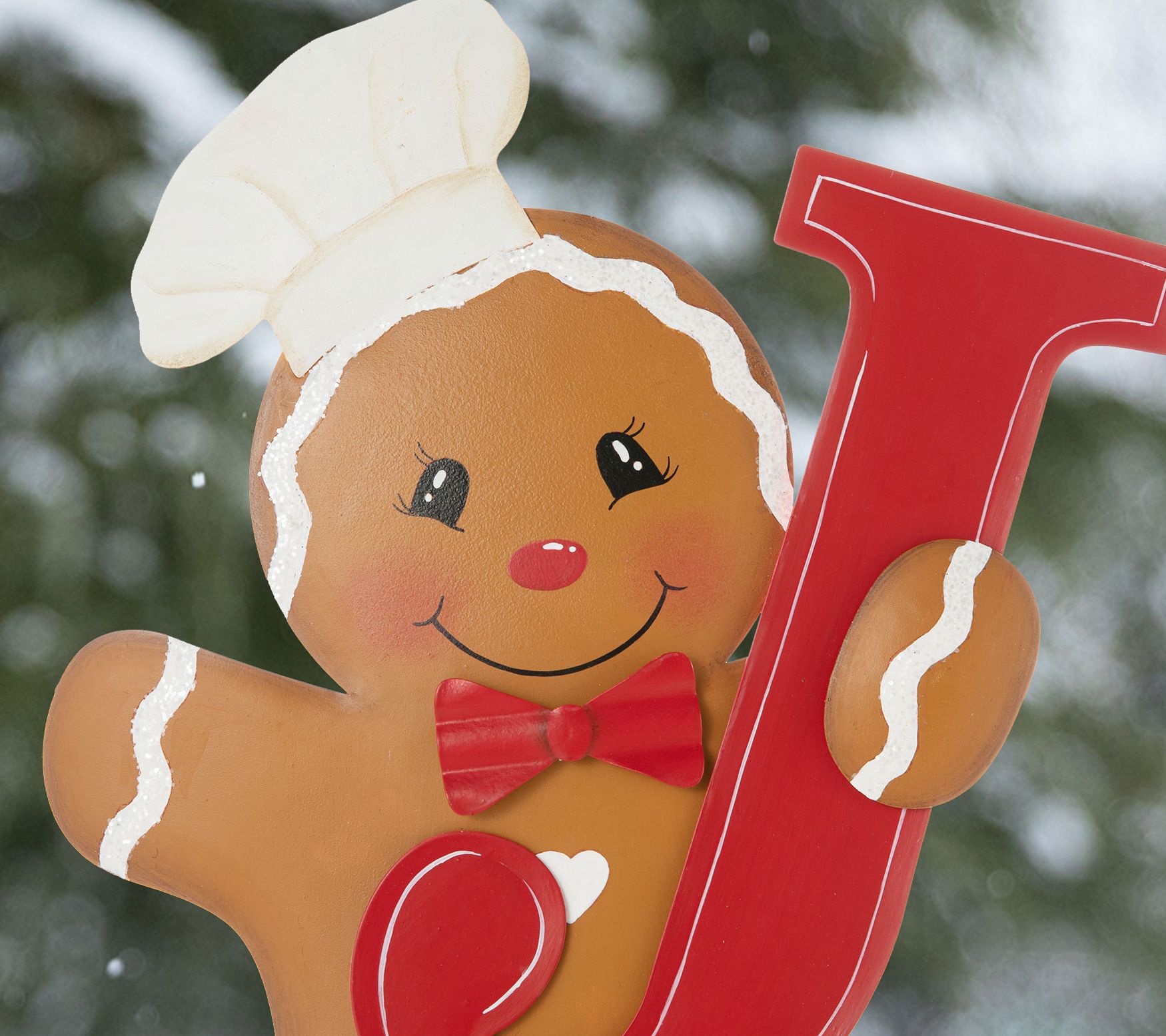 Glitzhome Metal JOY Gingerbread Man Yard Stake - QVC.com