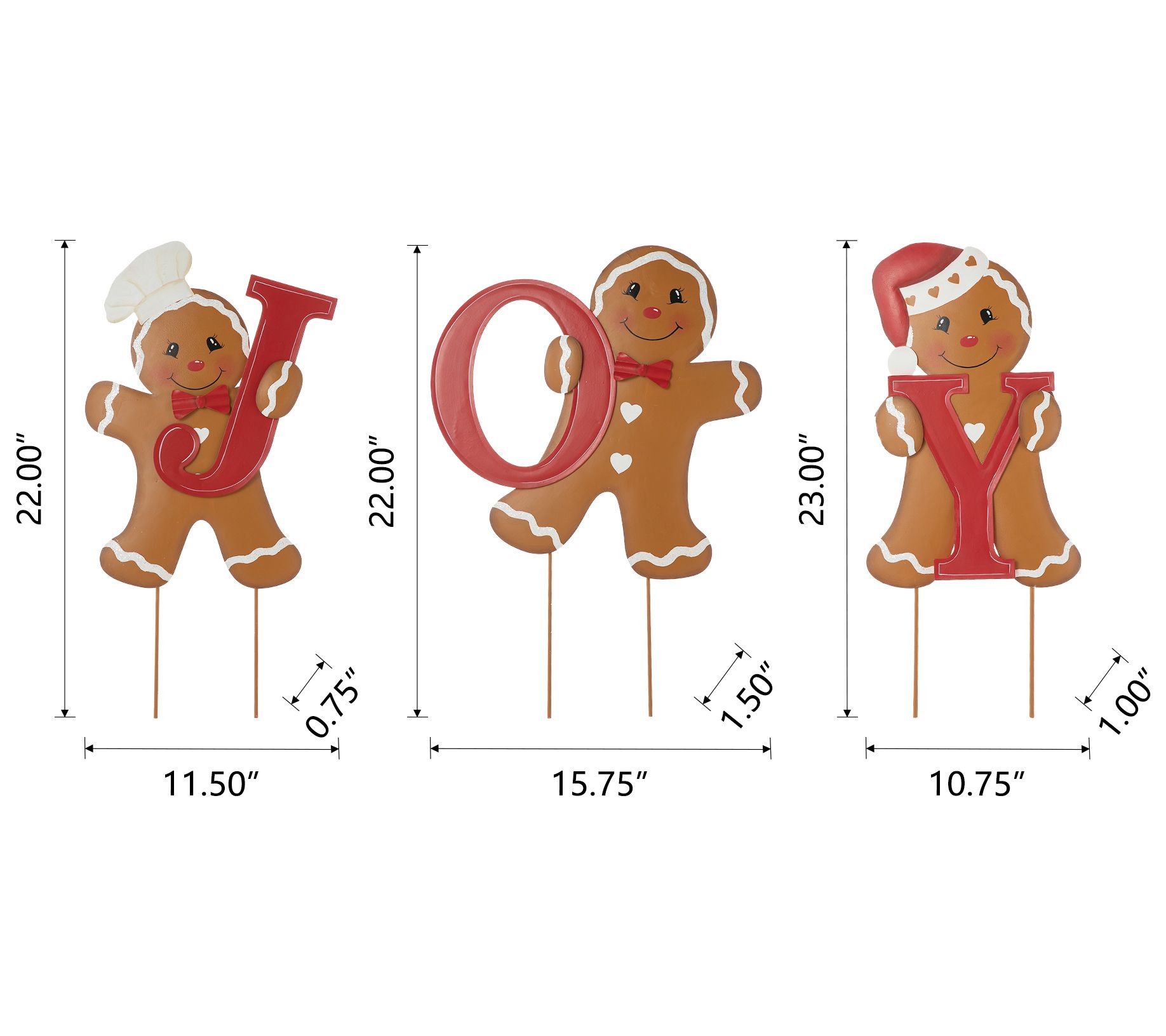 Glitzhome Metal JOY Gingerbread Man Yard Stake - QVC.com