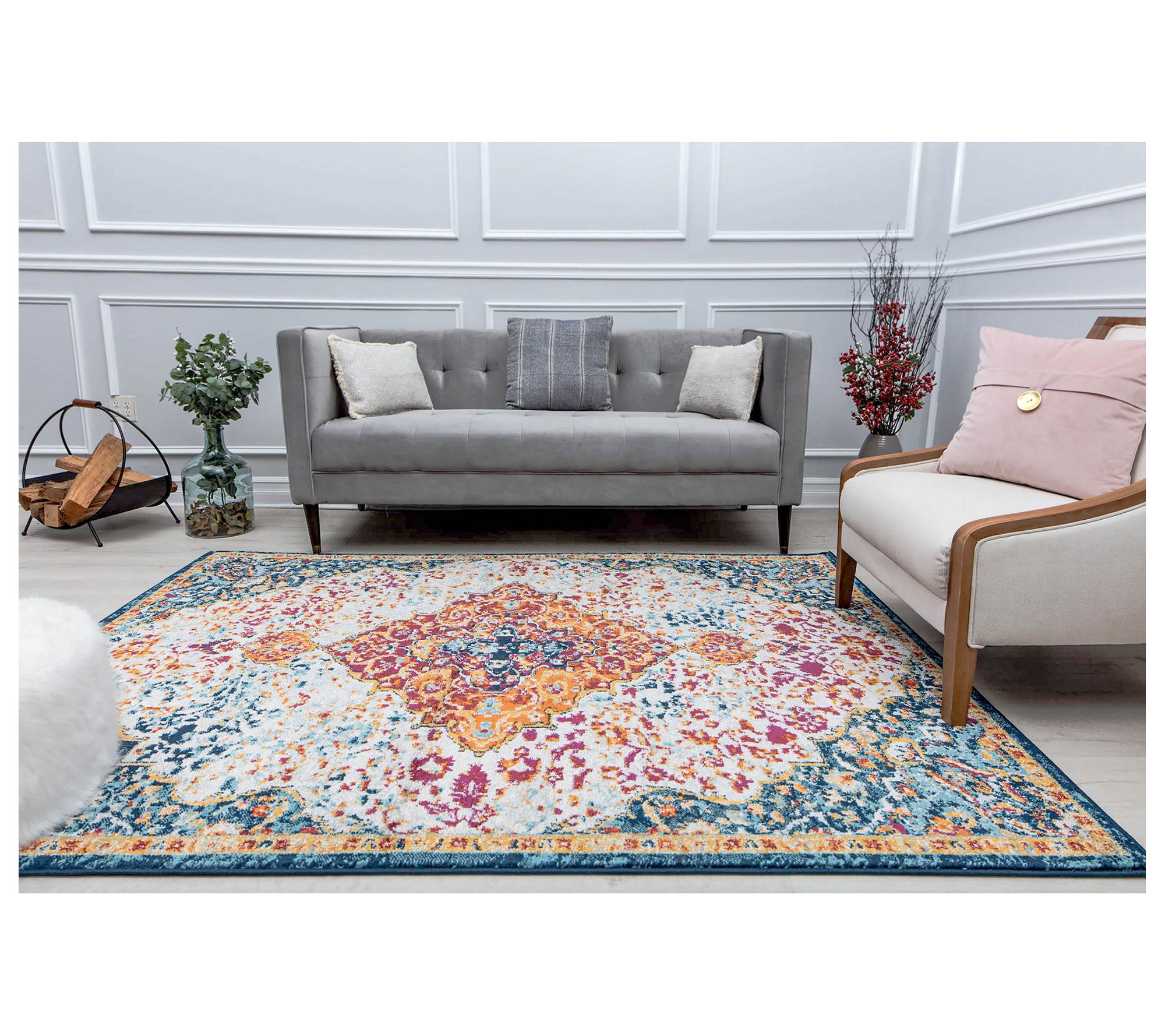 Rugs America Hailey HY50P Vivid Beauty Vintage 5'0"x7'0" - QVC.com