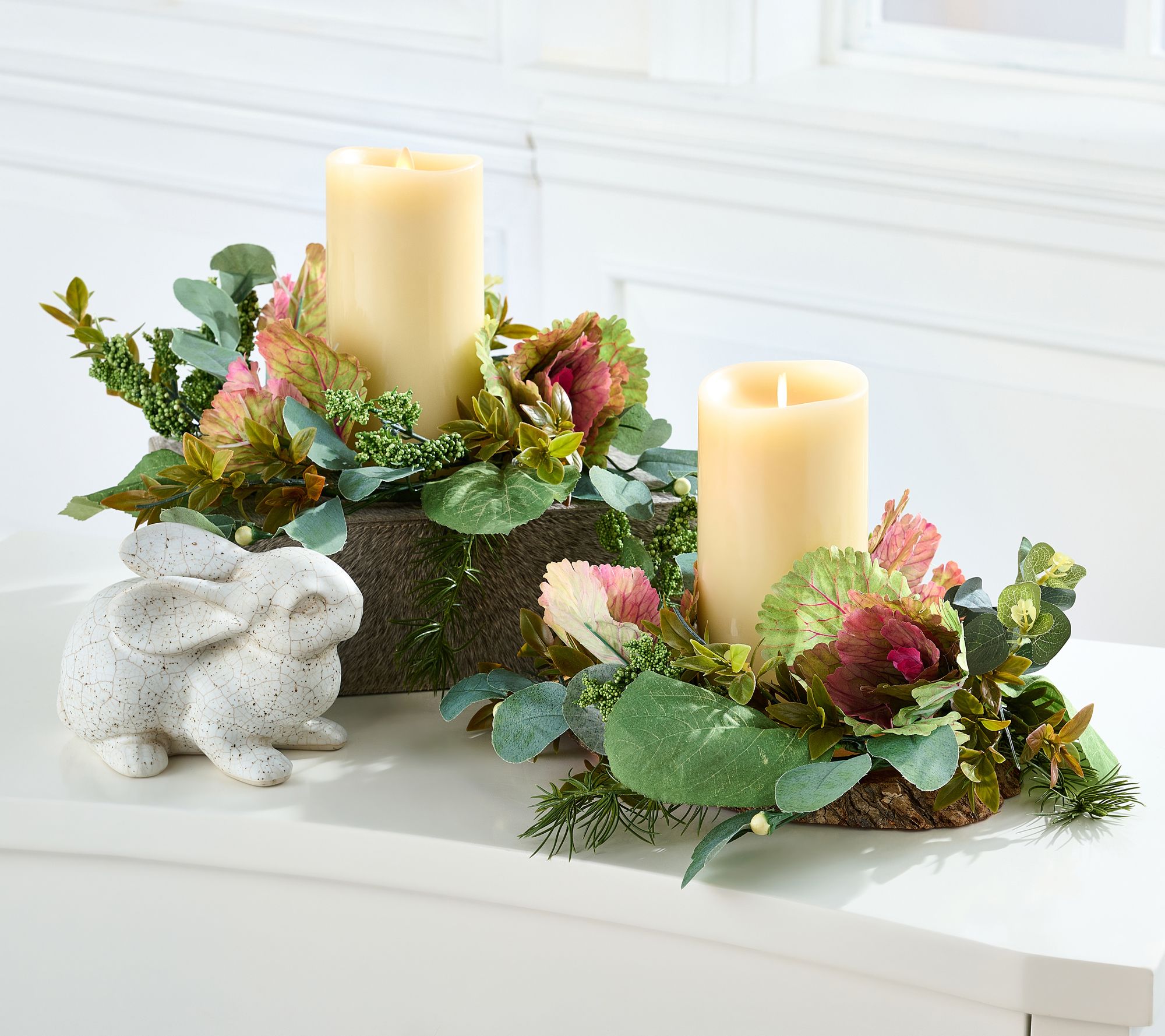 "As Is" Set of 2 Cabbage and Eucalyptus Candle Rings by Valerie - QVC.com