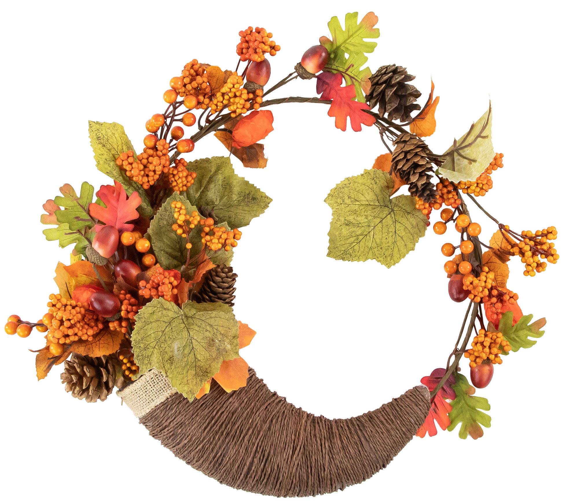 Northlight Leaves & Berries Fall Harvest Wreath 20" - QVC.com