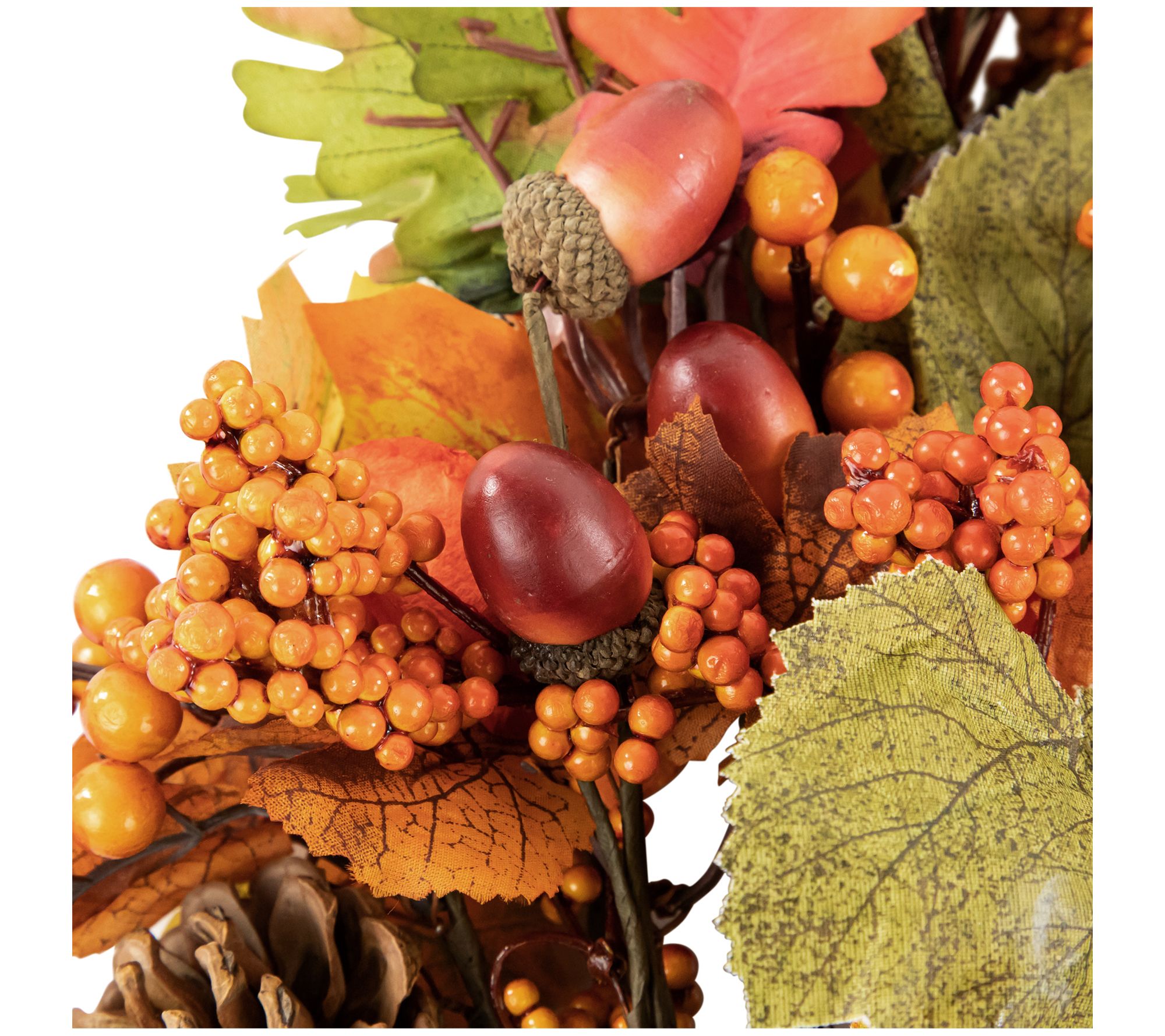 Northlight Leaves & Berries Fall Harvest Wreath 20" - QVC.com