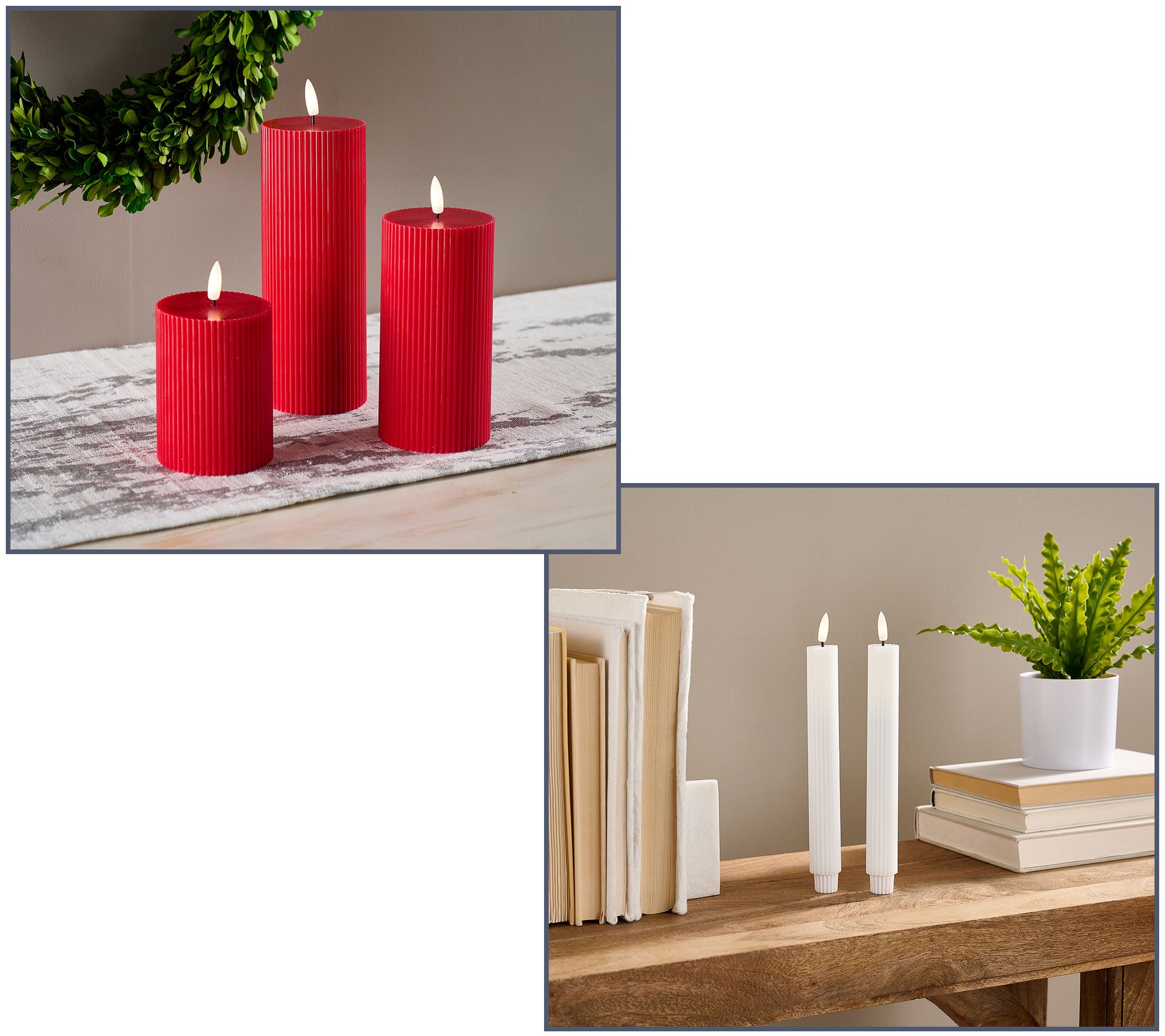 Home Reflections Flameless Ribbed Pillars or Tapers - QVC.com
