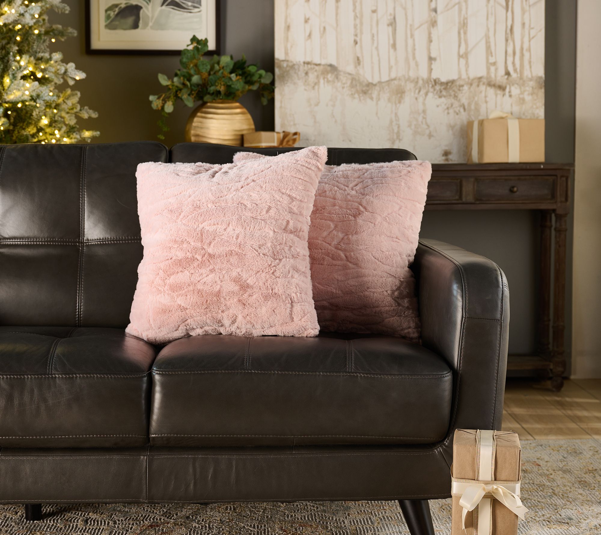 "As Is" Dennis Basso Set of 2 Decorative Faux Fur 20" x 20" Pillows ...