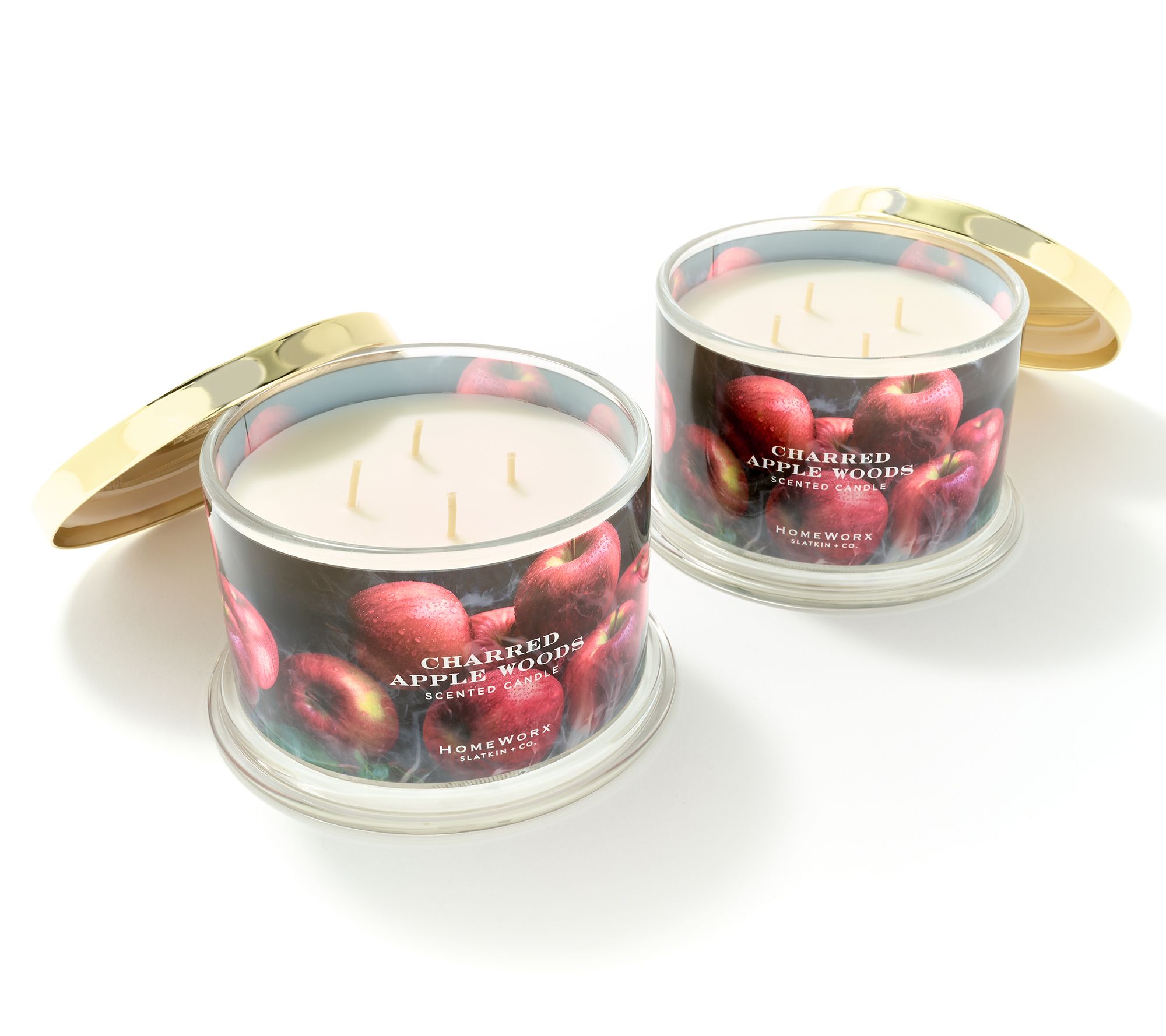 "As Is" HomeWorx by Slatkin + co. S/2 Charred Apple Candles - QVC.com
