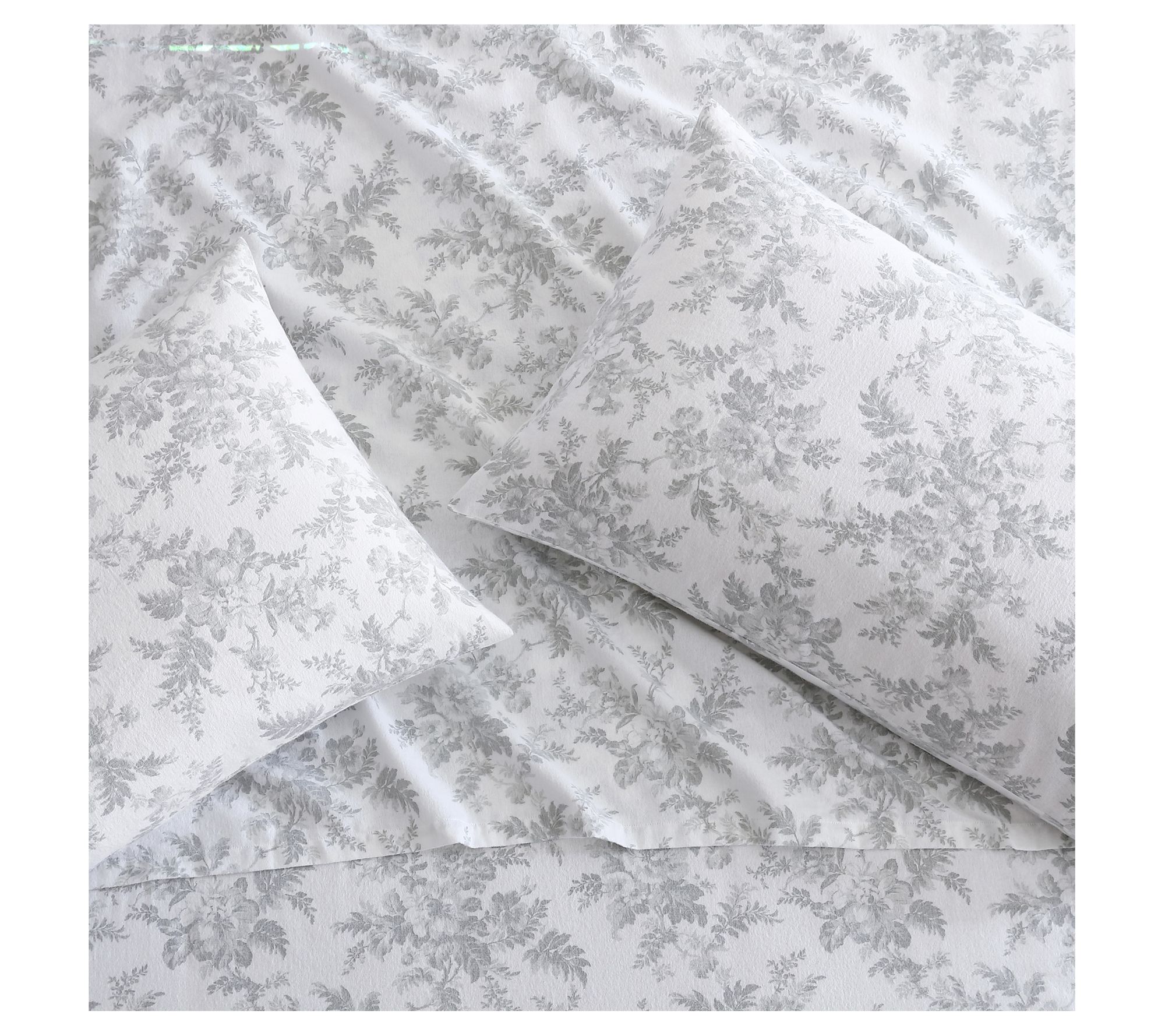 Laura Ashley Vanessa Grey Queen Flannel Sheet Set - QVC.com