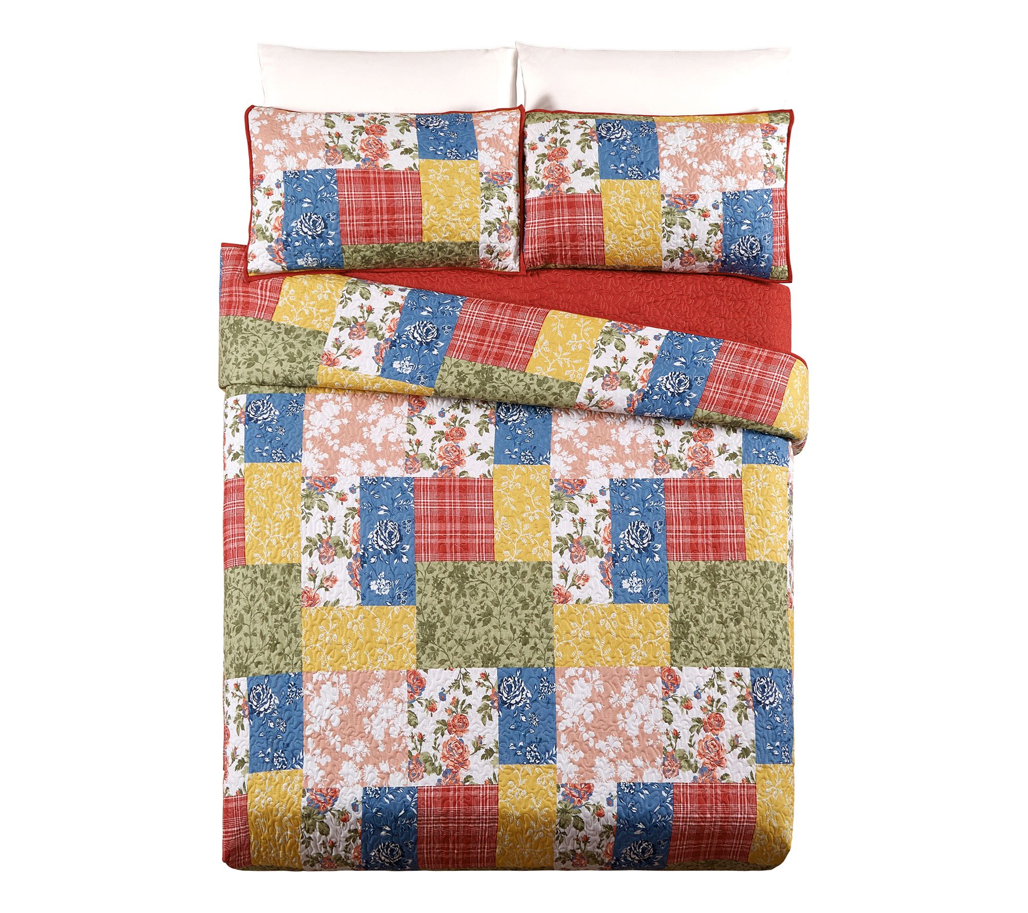 Modern Heirloom Farmhouse Florals 3-PC King Quilt Set - QVC.com