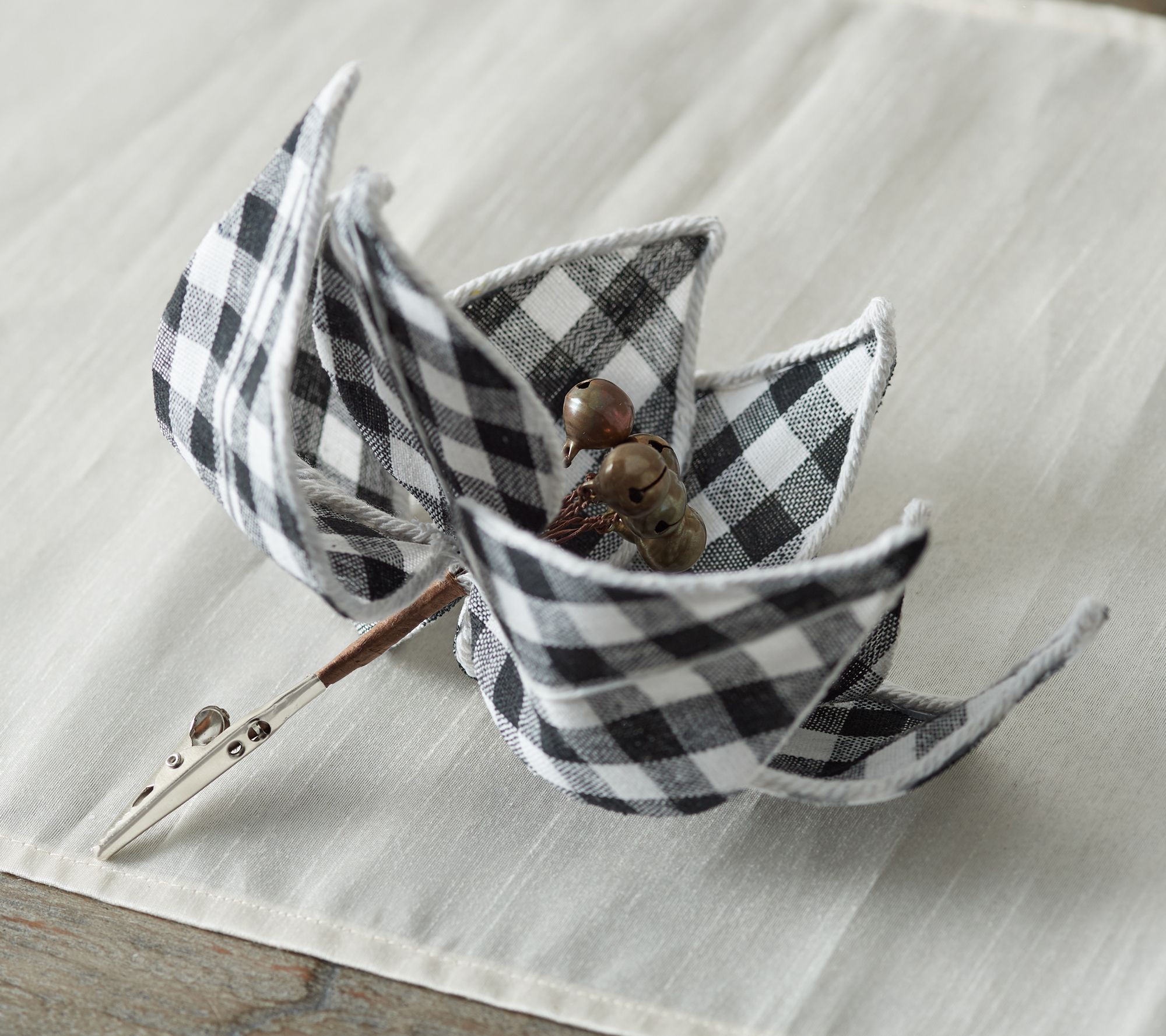 Set of 6 Checkered Poinsettia Clips by Valerie - QVC.com