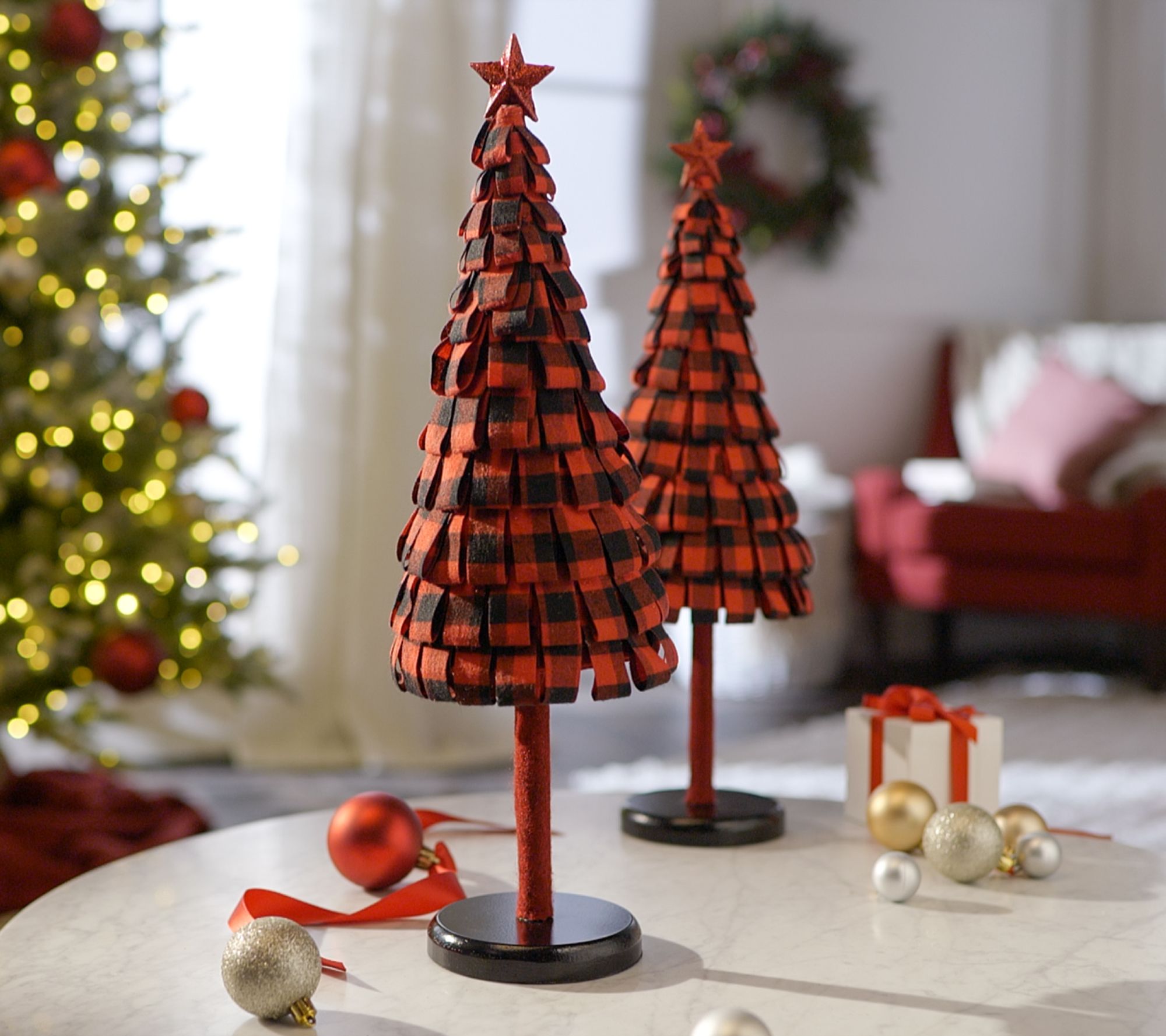 "As Is" Home Reflection Set of 2 Plaid Fabric Trees - QVC.com