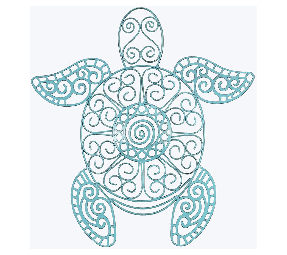 Young's Blue Metal Wire Sea Turtle - QVC.com