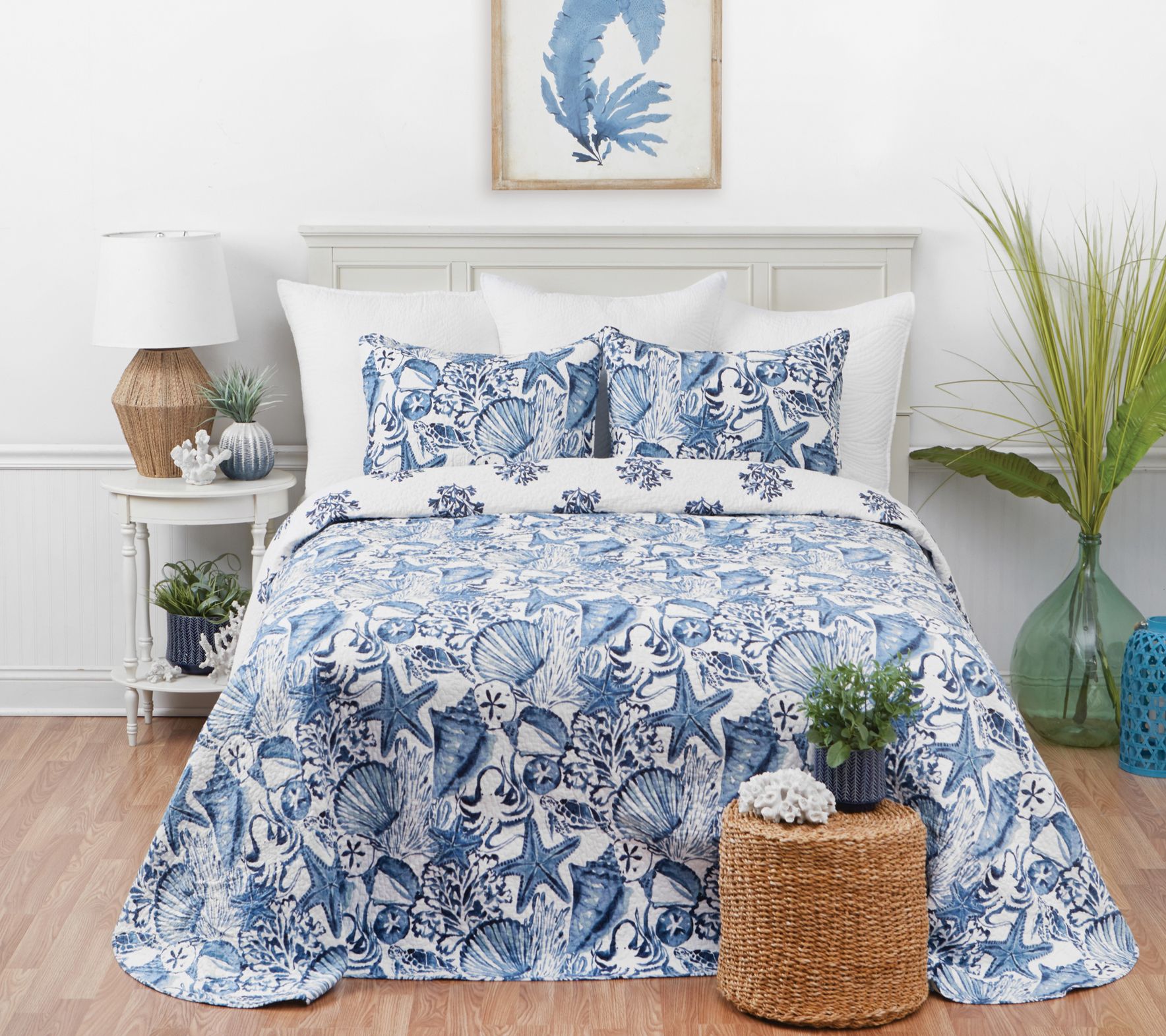 Blue Coast Shells 2-Piece Twin Quilt Set by Valerie - QVC.com
