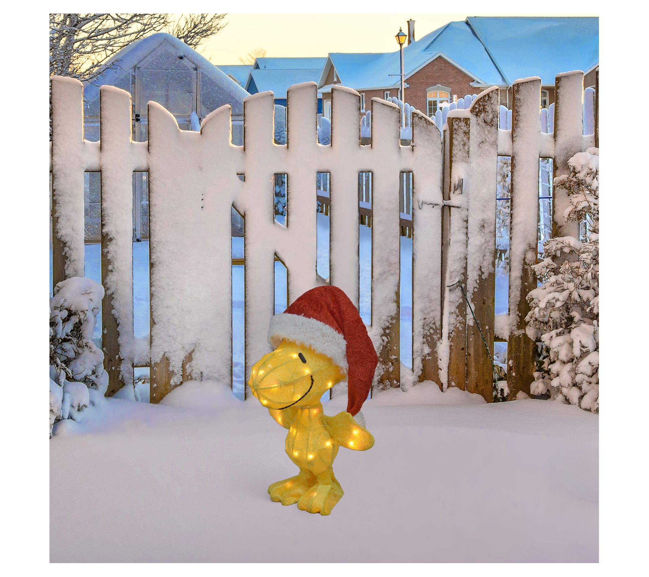 Northlight 18ft Lighted Outdoor Woodstock in Santa Hat - QVC.com