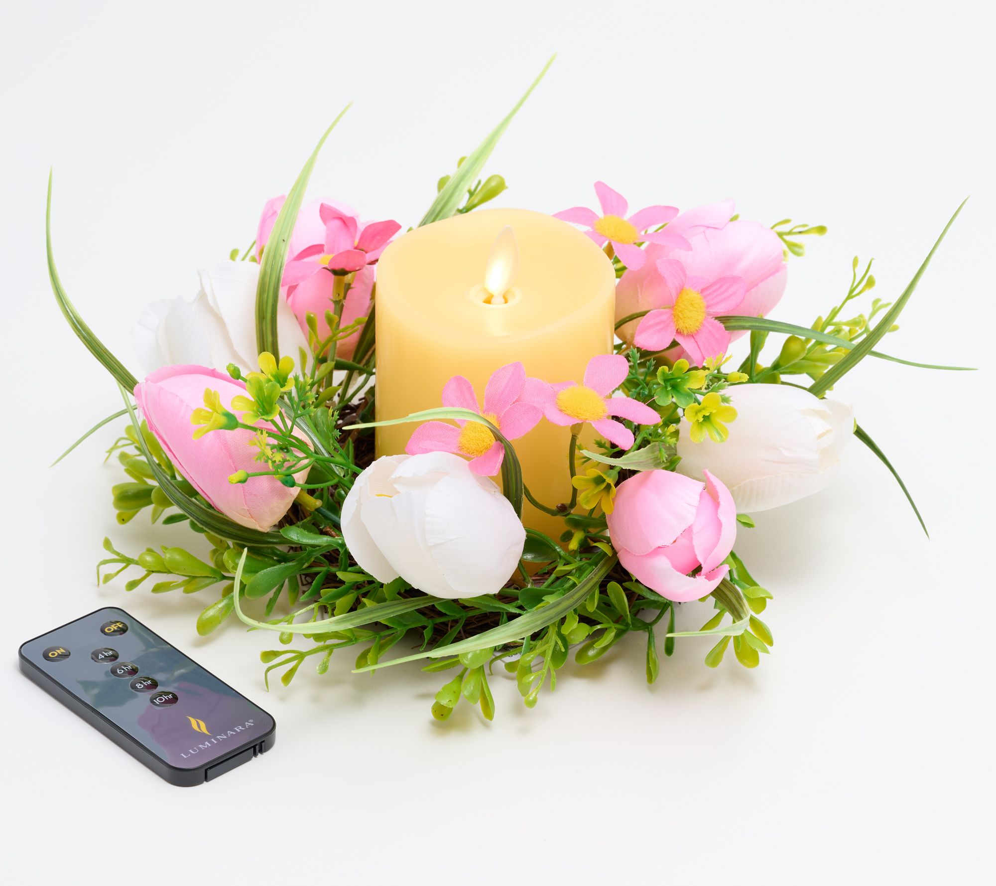 "As Is" Luminara Tulip Centerpiece 4.5" Flameless Pillar & Remote - QVC.com