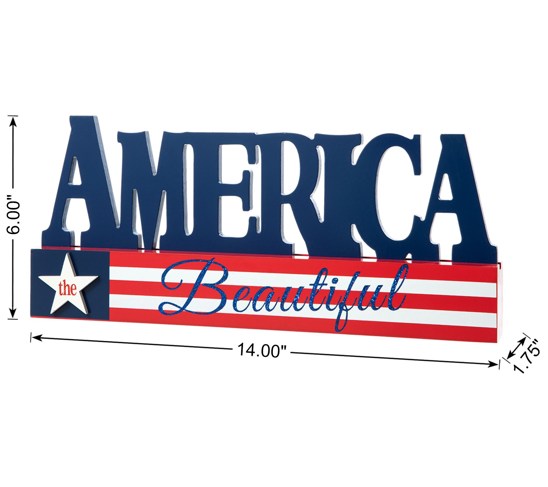 Glitzhome 14" Patriotic Americana Wooden AMERICA Table Decor - QVC.com