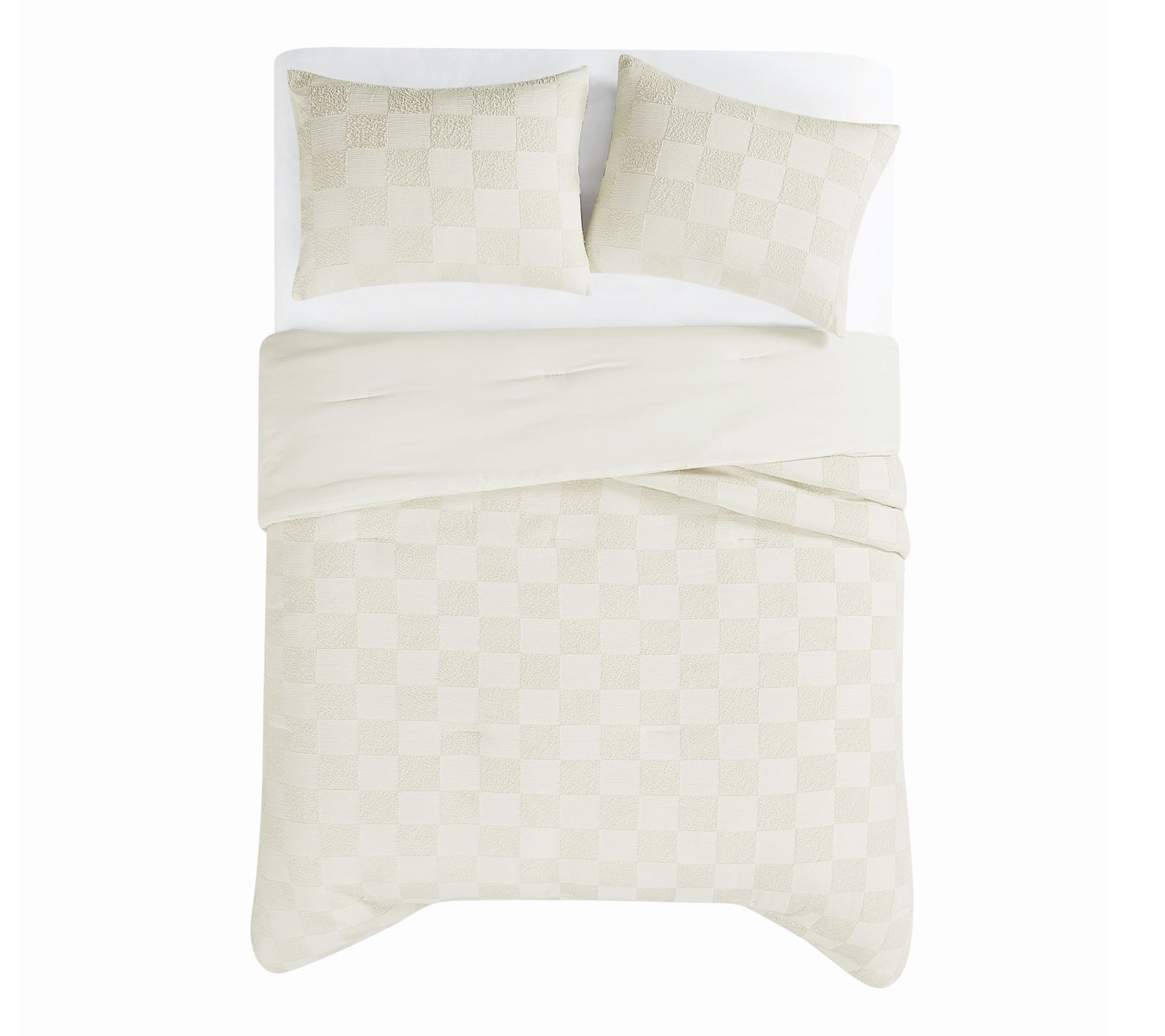 Truly Soft Textured Checkered Full/Queen 3-Piece Comforter Set - QVC.com