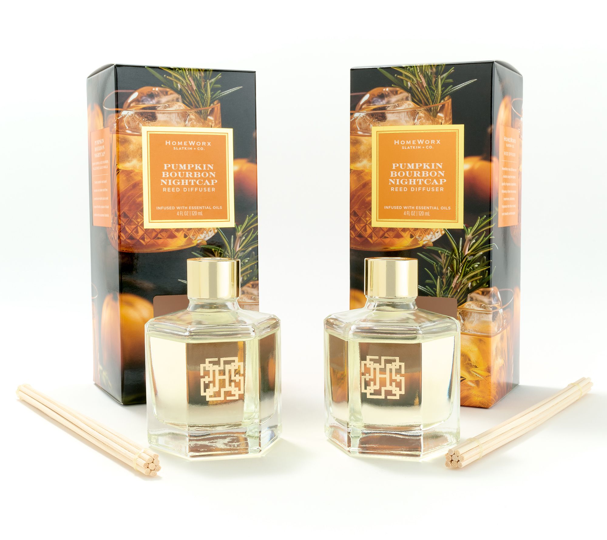 "As Is" HomeWorx by Slatkin + Co. S/2 Pumpkin Reed Diffusers - QVC.com