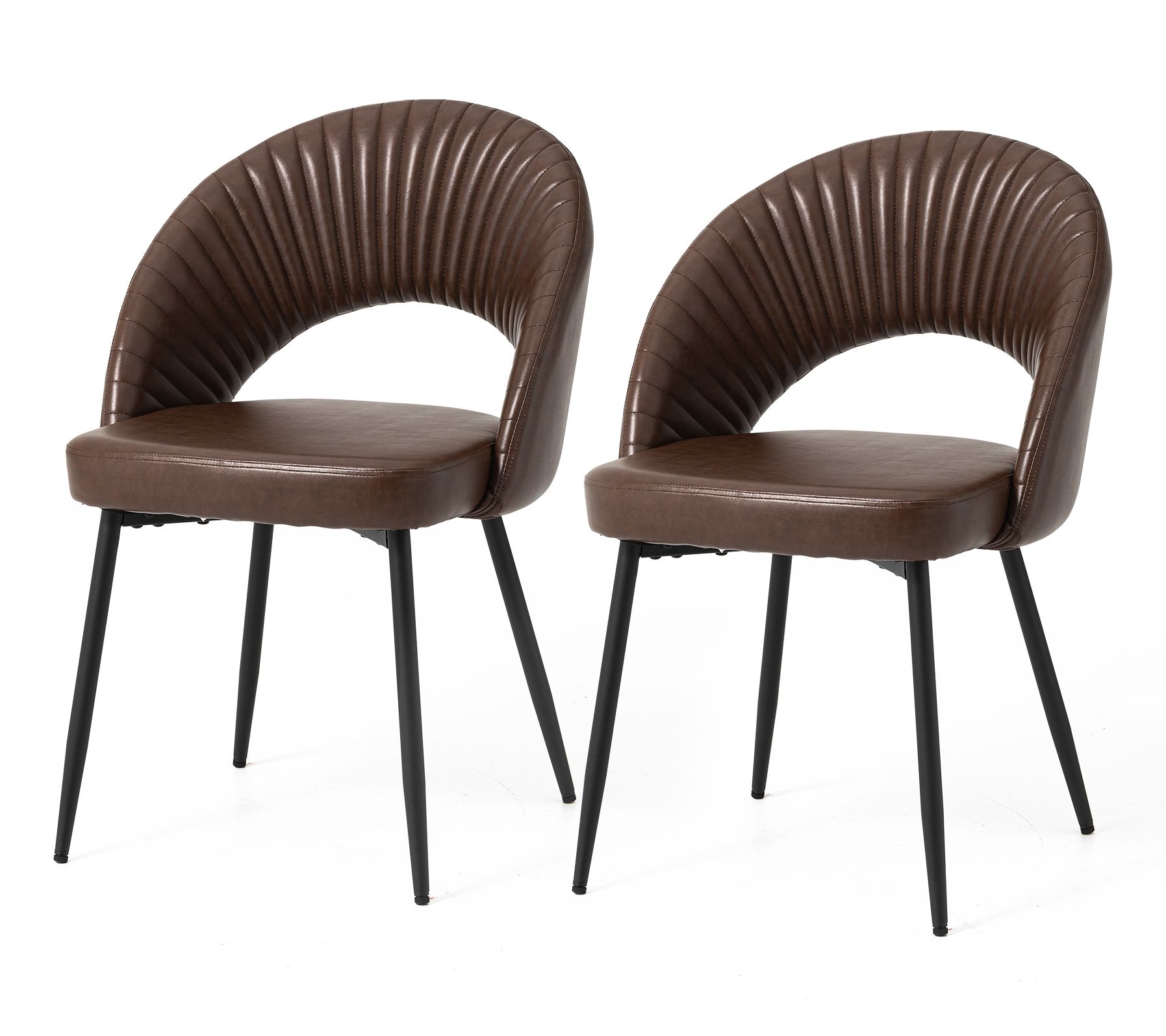 Glitzhome Modern Quilted Leatherette Dining Chairs S/2 - QVC.com