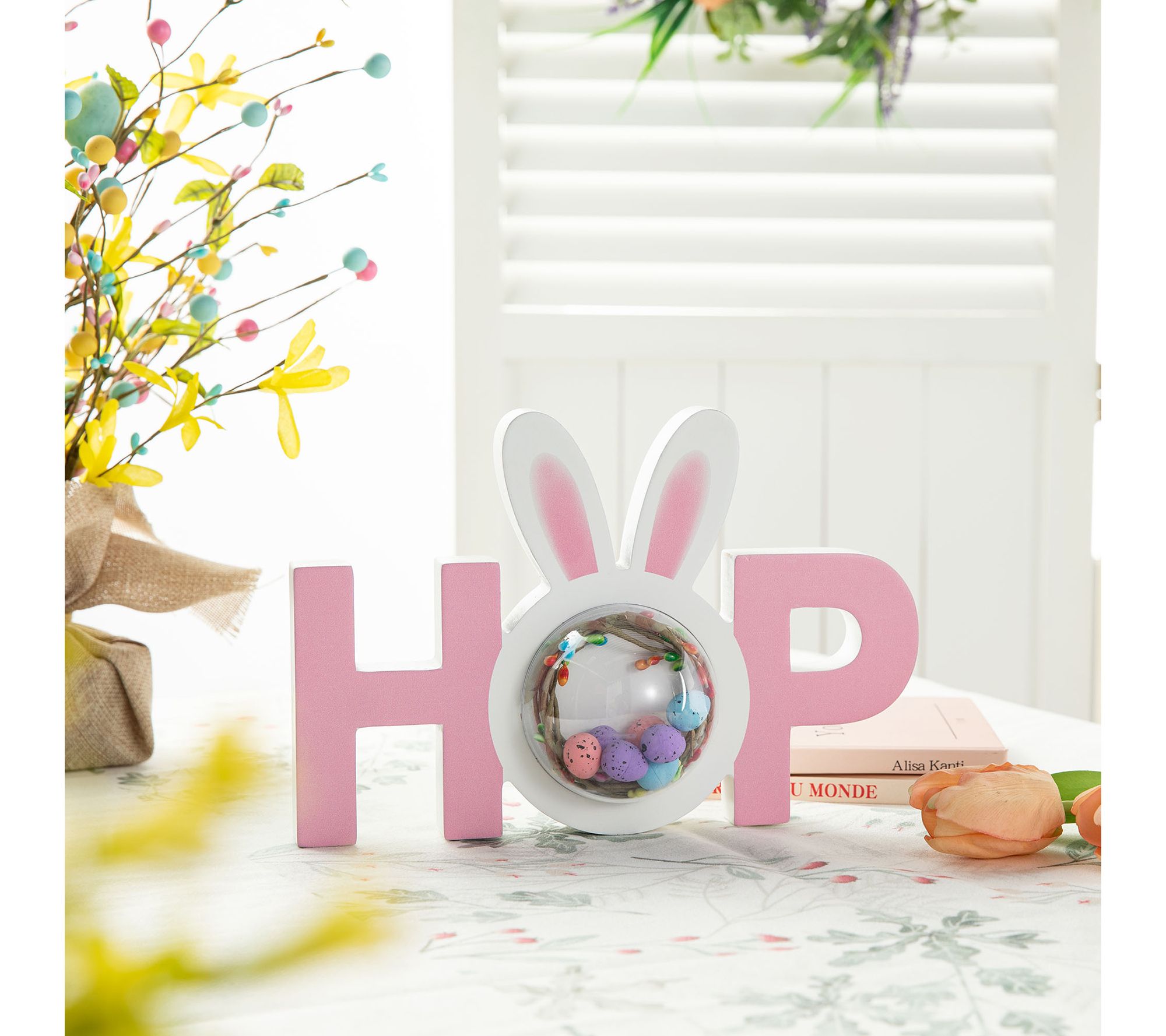 Glitzhome 10"L Easter Wooden HOP Table Decor - QVC.com