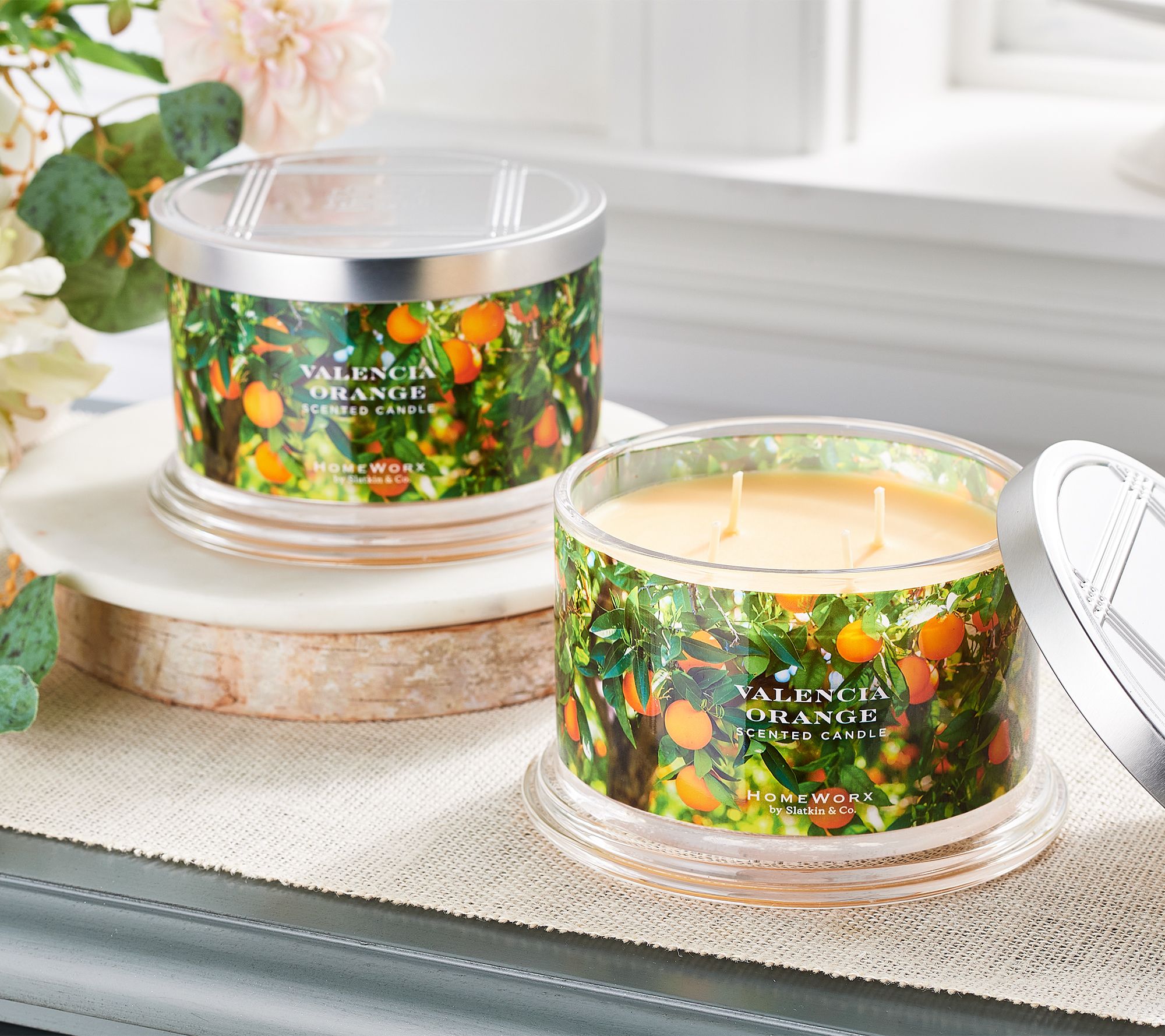 HomeWorx by Slatkin & Co. S/2 Valencia Orange 18-oz Candles - QVC.com