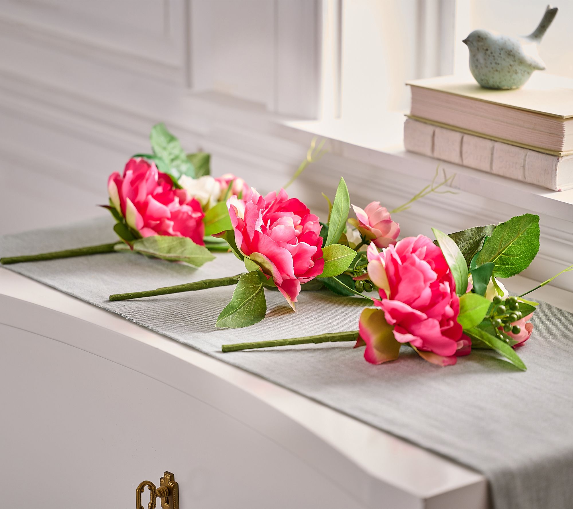 "As Is" Cottage Garden Set of 3 Peony & Rose Picks by Valerie - QVC.com