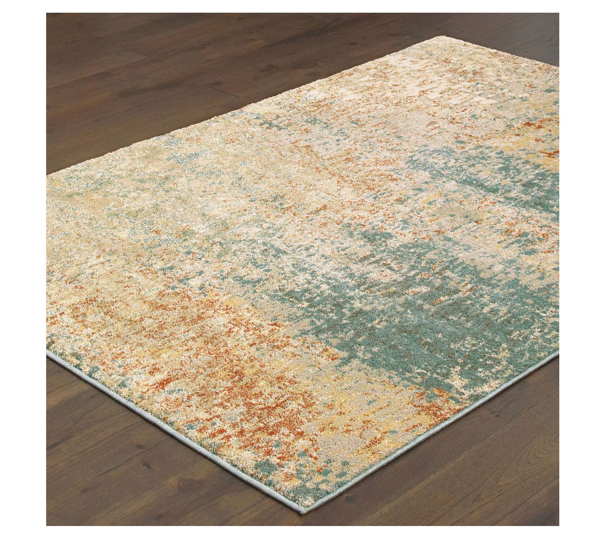 Linden Place Blue Distressed Abstract Modern 5' 3"x7'3" Rug - QVC.com