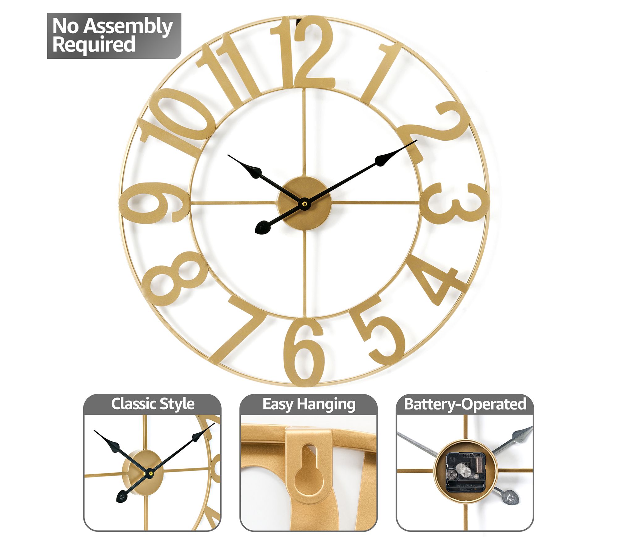Sorbus Decorative 24" Numeral Wall Clock - QVC.com