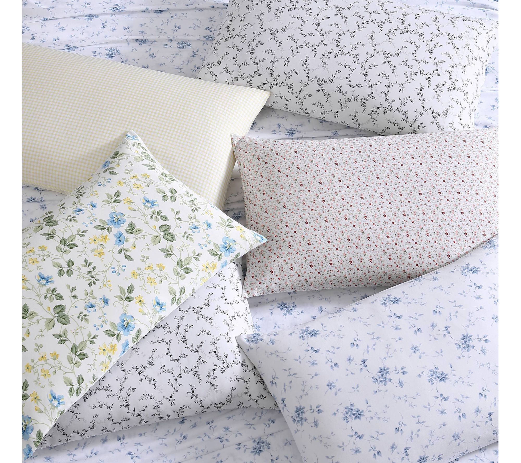 Laura Ashley Ev ie 300 Thread C ount Premium Co tton Sheet Sets - QVC.com