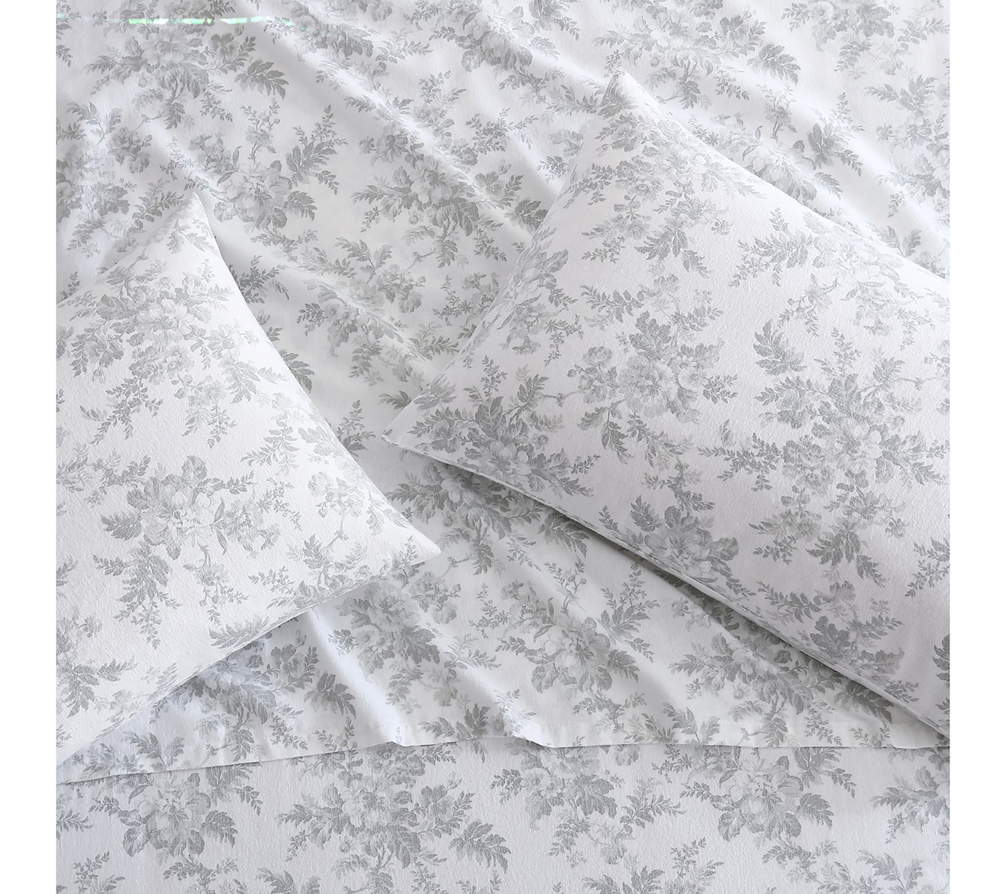 Laura Ashley Vanessa Grey Full Flannel Sheet Set - QVC.com